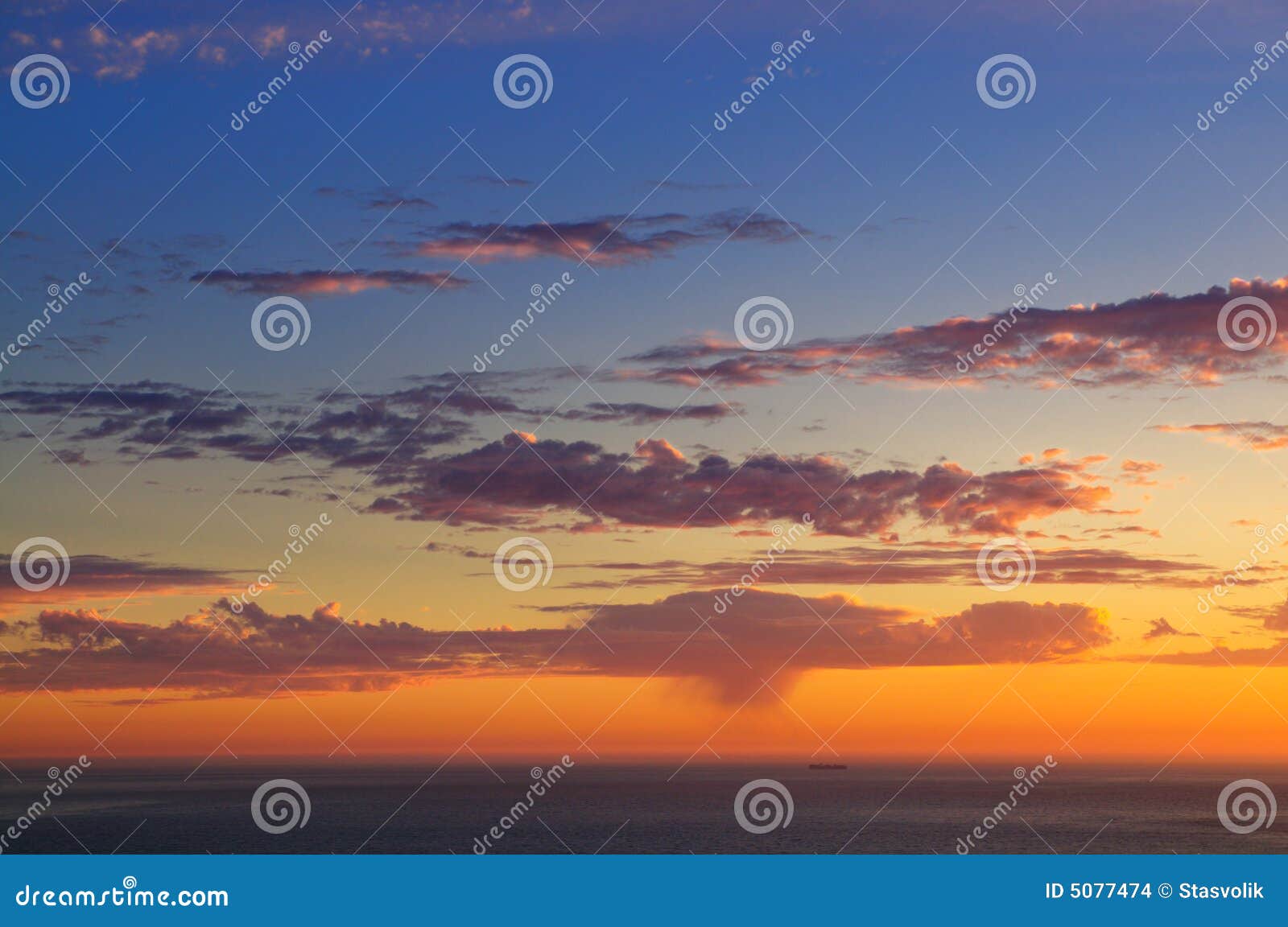 Majestic Sunset Over Pacific Ocean Stock Photo - Image of serene, ship ...