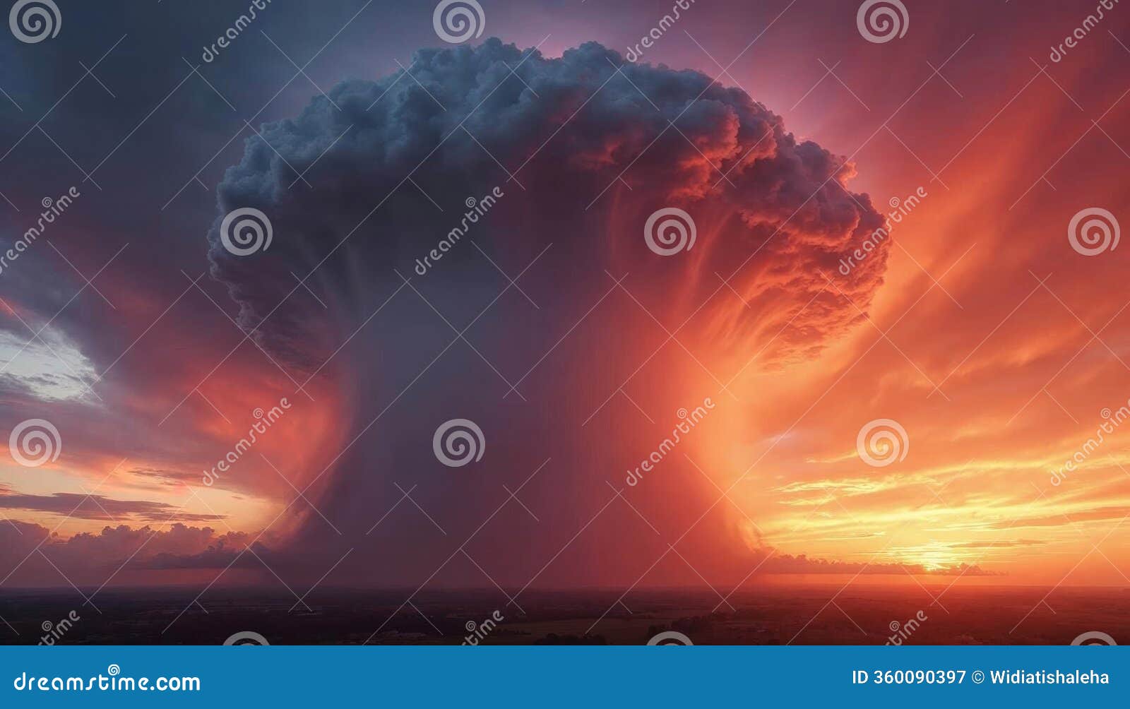 Amazing Thunderstorm Supercell Cloud With Lightning Bolts Flashing Over ...