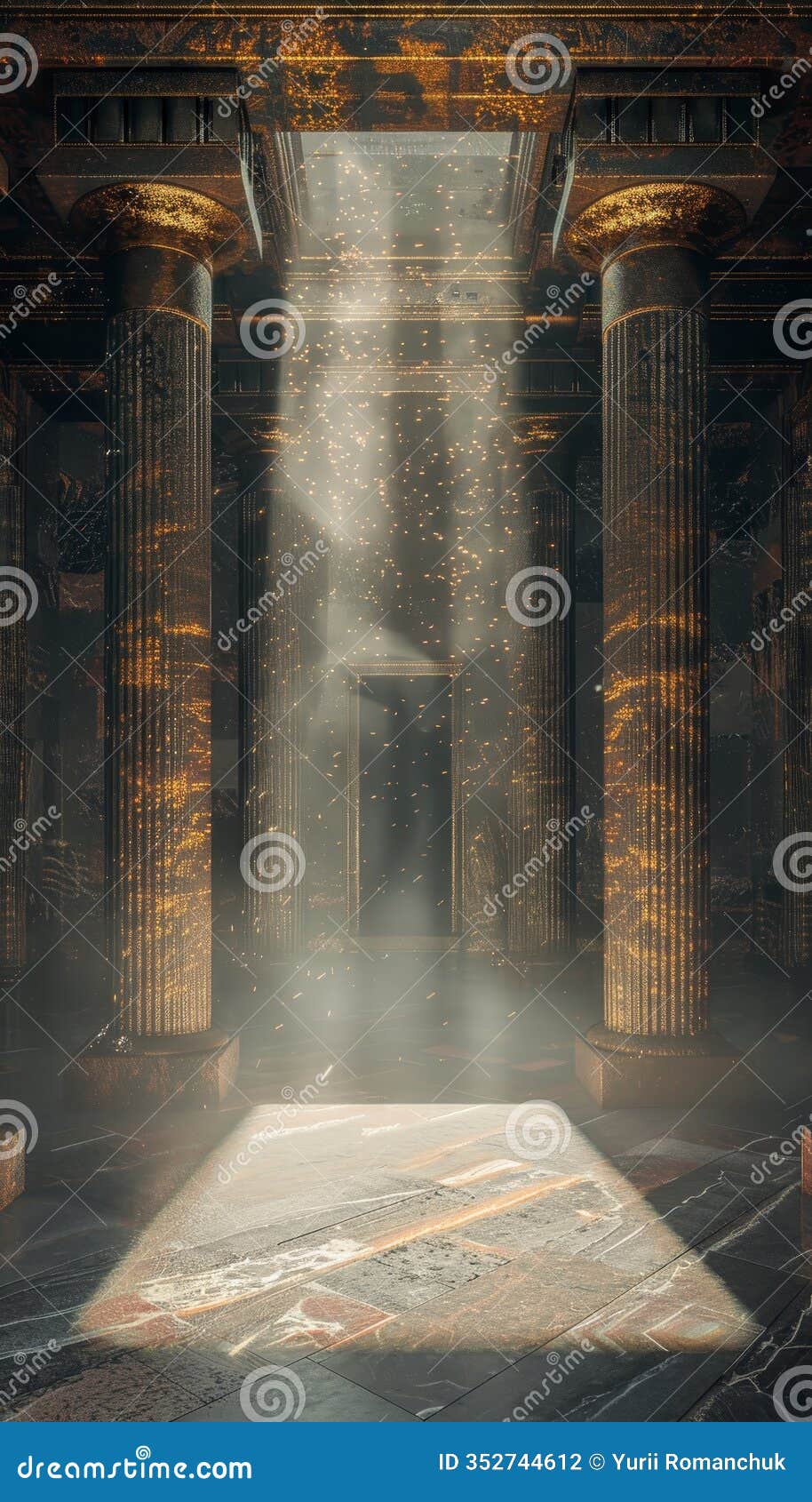 Majestic Temple Interior Highlighting Stoic Wisdom with Dramatic Light ...