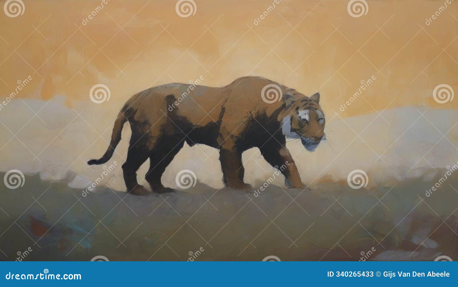 Majestic Tiger at Dawn Silhouette in Mist Stock Illustration ...