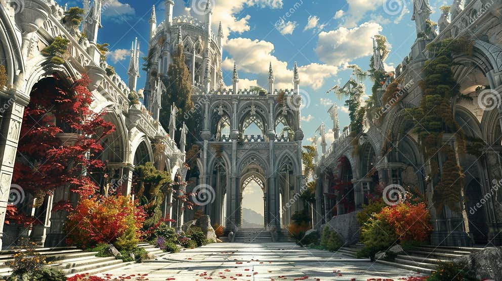 A Majestic Towering Structure with a Series of Arched Doorways Leading ... A Majestic Towering Structure with a Series of Arched Doorways Leading ...