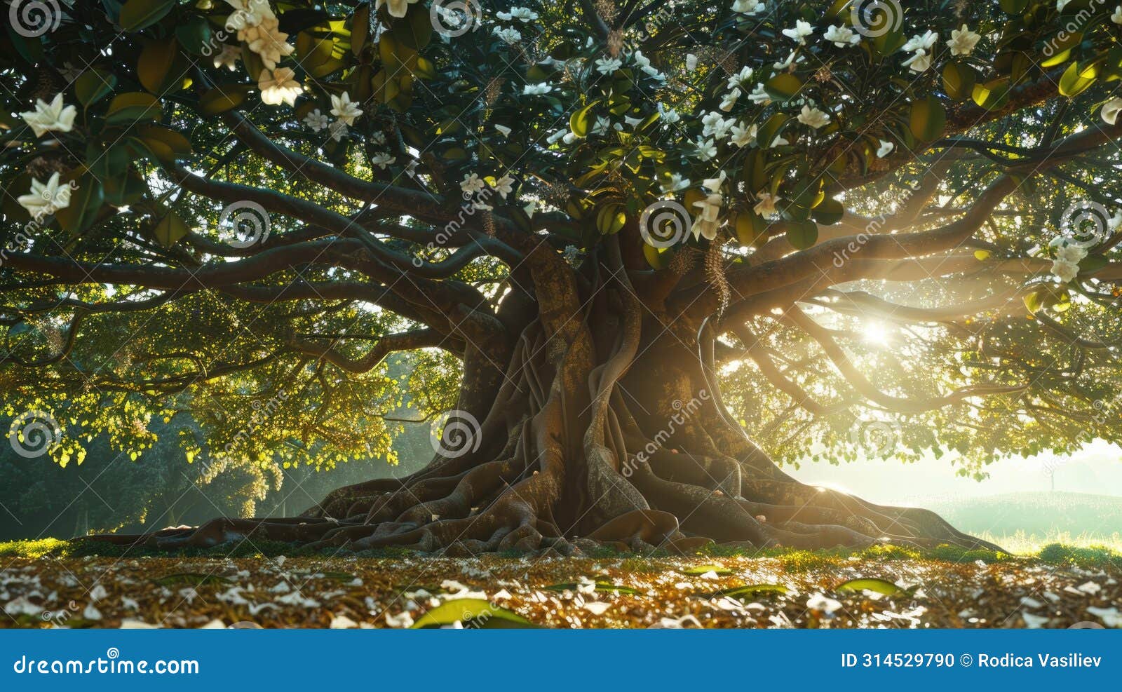Majestic Tree Bathed in Sunlight. Vesak Day Stock Photo - Image of tree ...