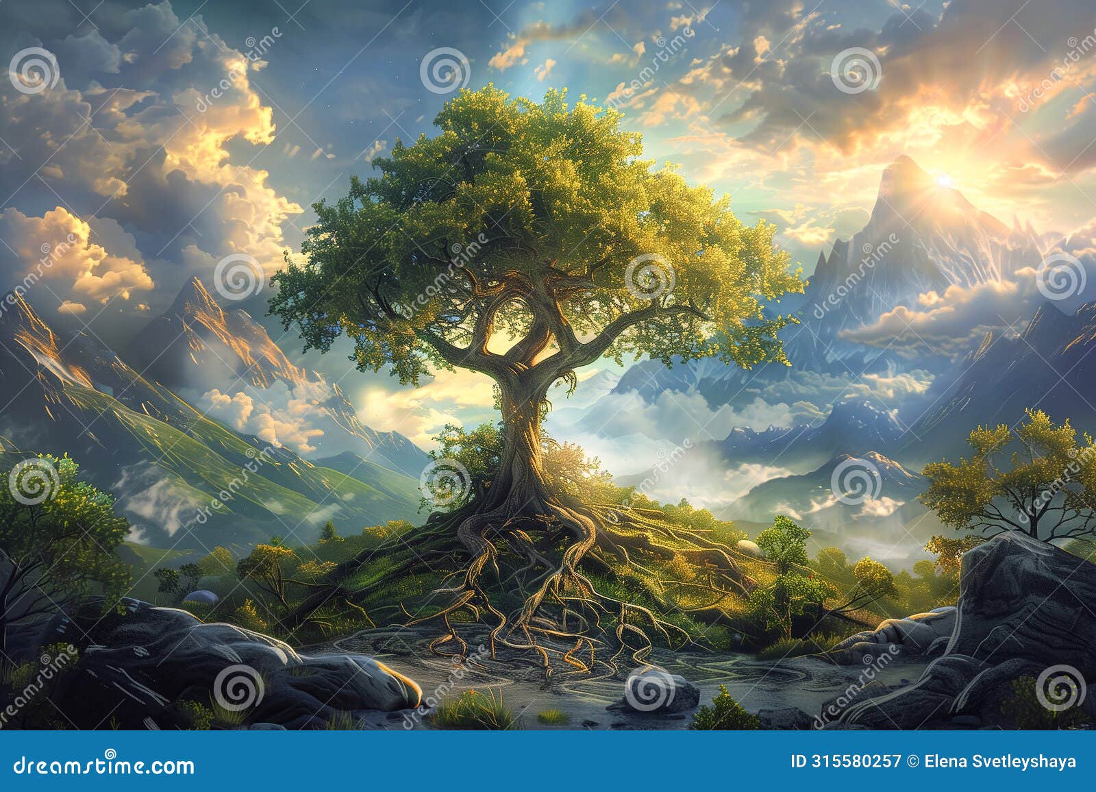 A Majestic Oak Tree With Its Sprawling Branches In A Lush Forest ...