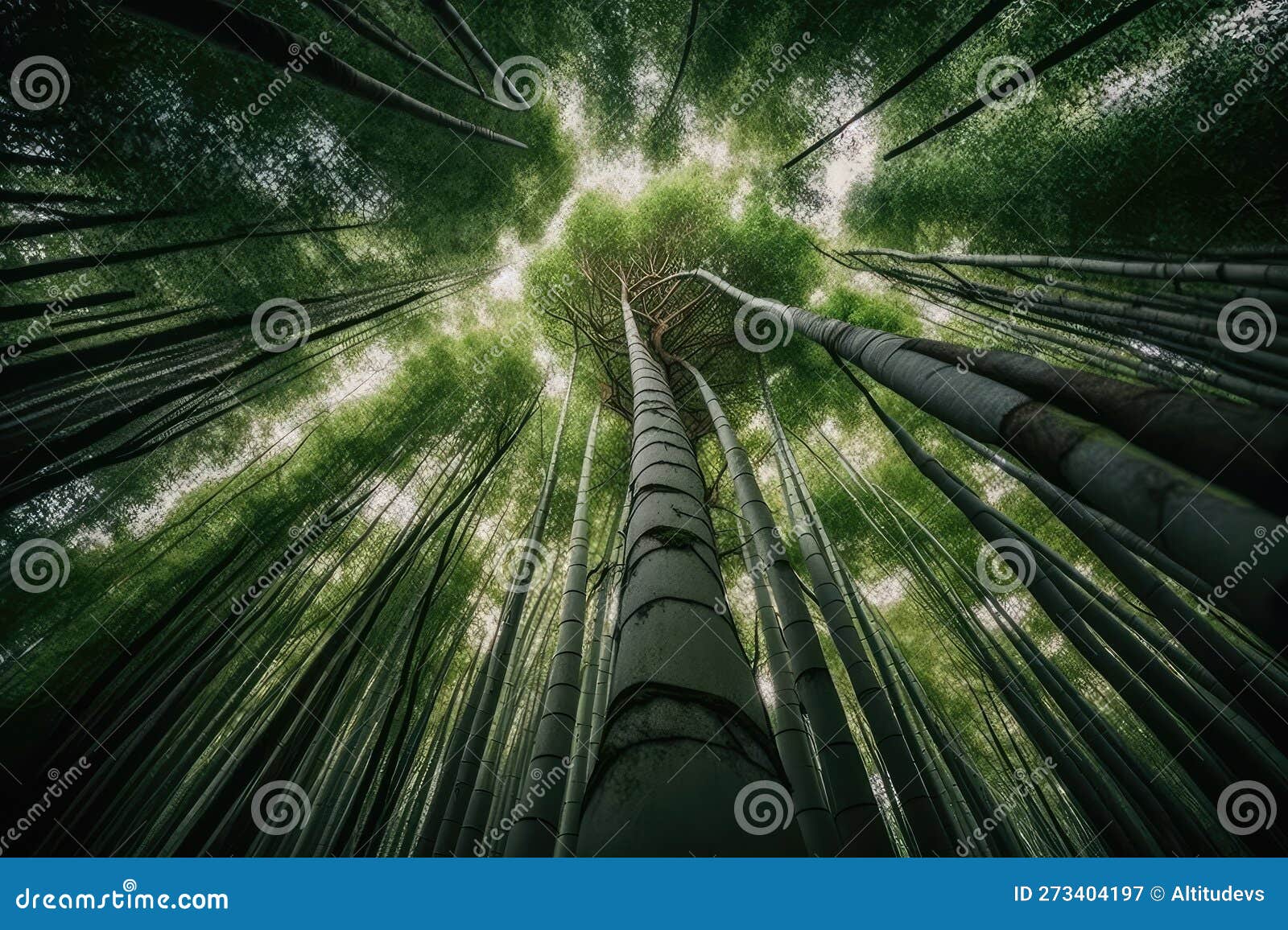 Majestic Tree with Thick Canopy and Trunks of Bamboo Forest Stock ...