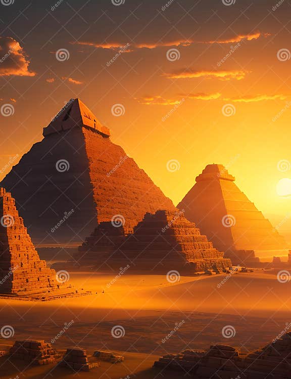 A Majestic View of the Ancient Greek Pyramids, Illuminated by the ...