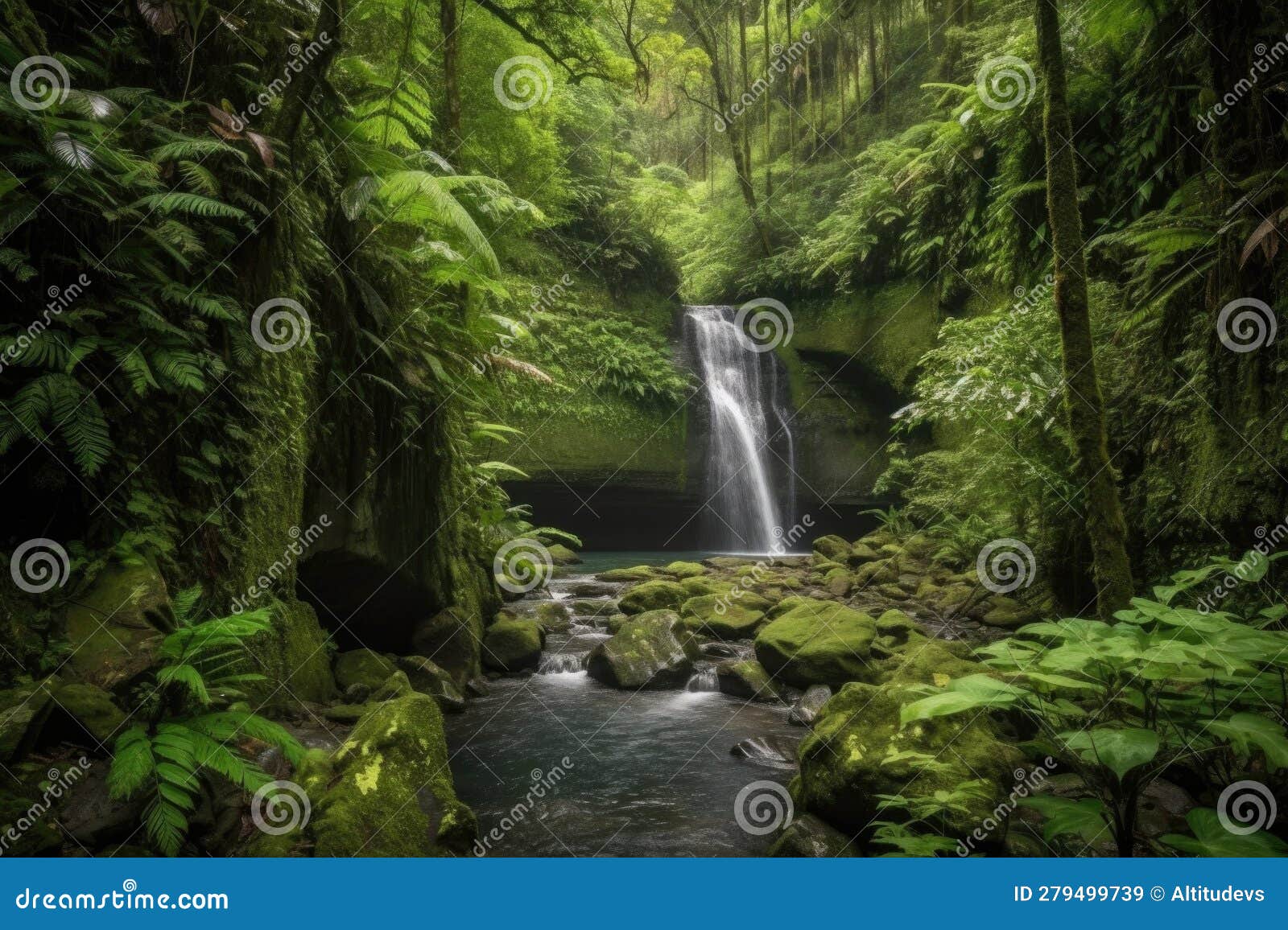 Majestic Waterfalls Surrounded by Lush Greenery in the Wilderness Stock ...