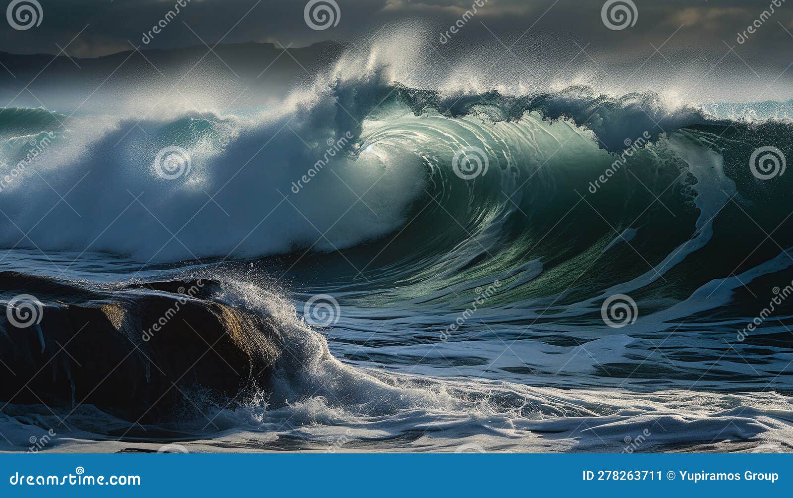 Majestic Wave Barrels in Awe Inspiring Seascape Generated by AI Stock ...