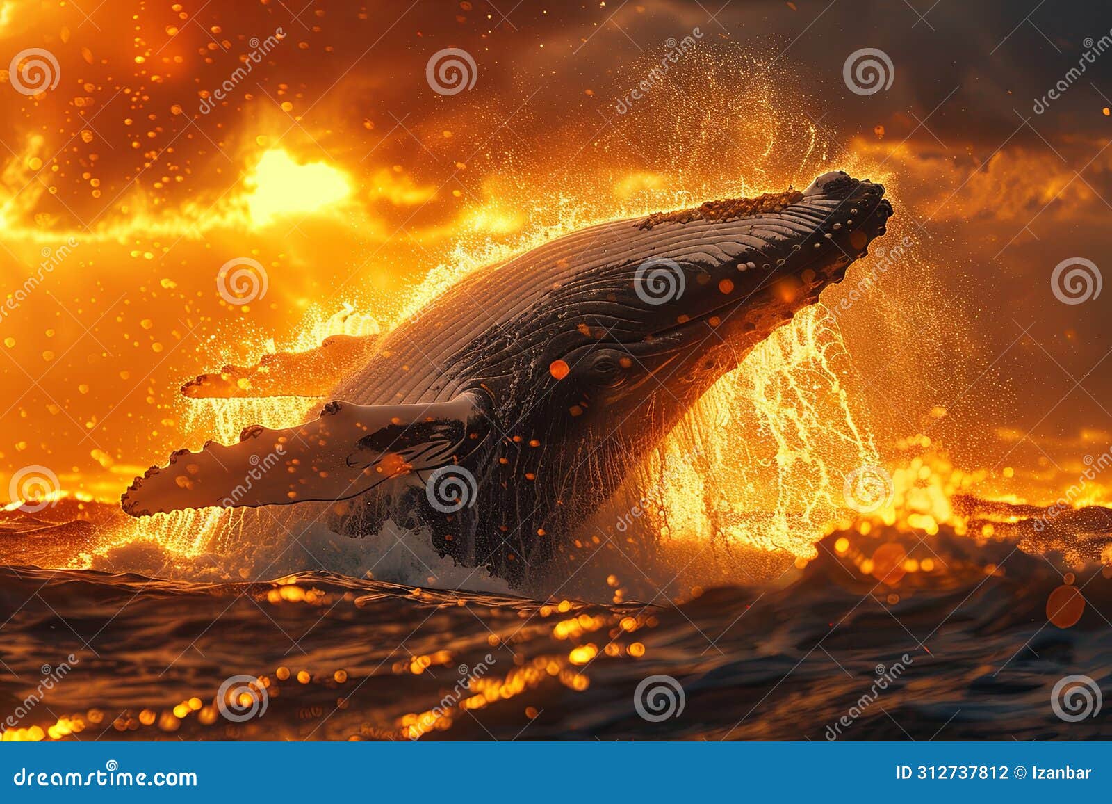 Whale Breaching Under Northern Lights - A Majestic Night Scene Royalty ...