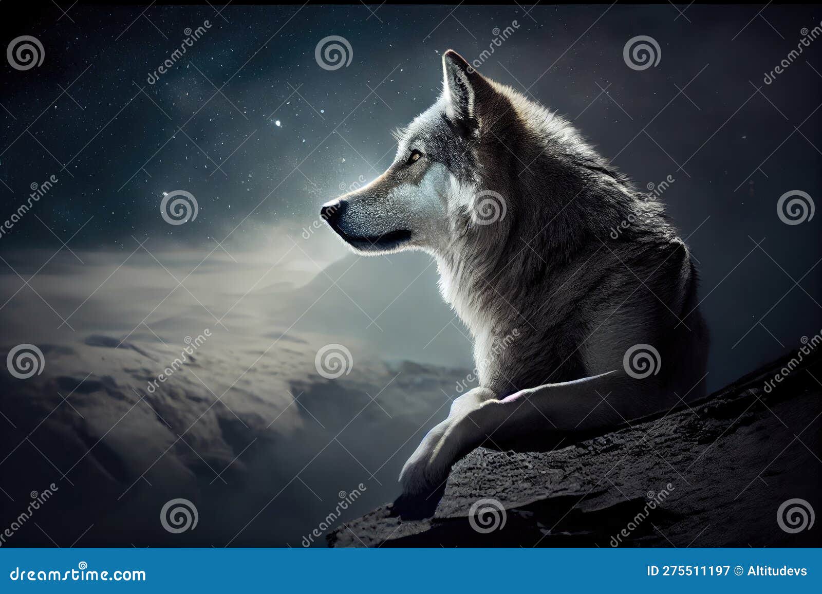 Majestic Wolf Concealed Among Leaves For Nature-Themed Designs. Stock ...