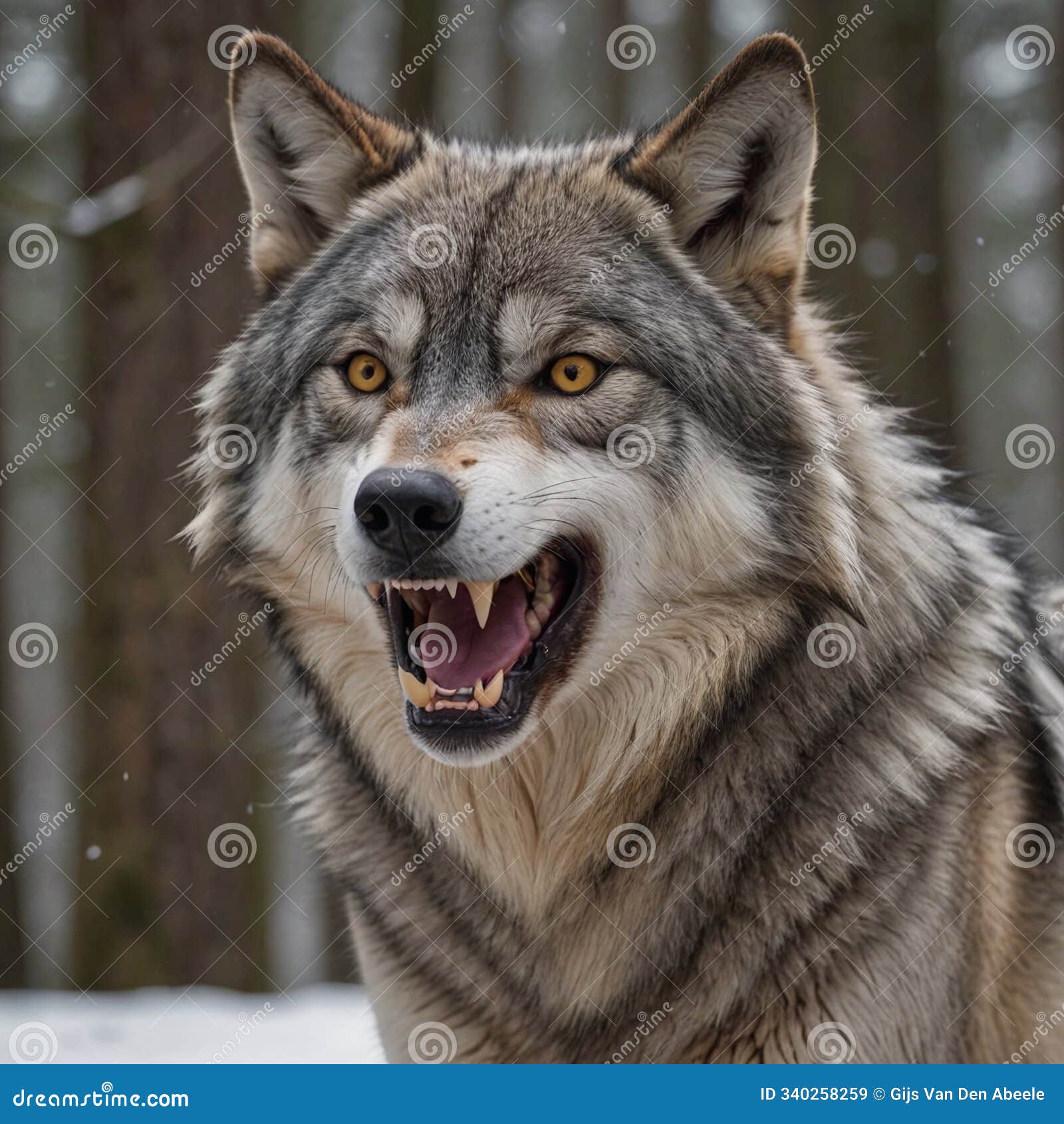 Majestic Wolf in Snowy Forest Intense Gaze Stock Illustration ...