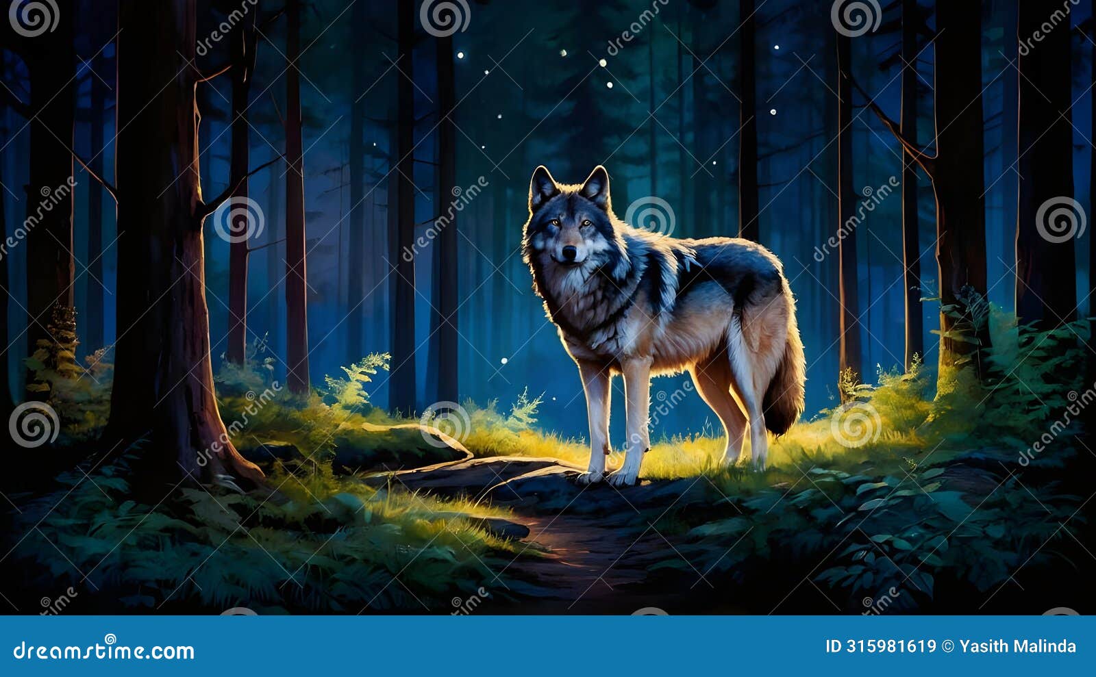 A majestic wolf stock illustration. Illustration of mythology - 315981619