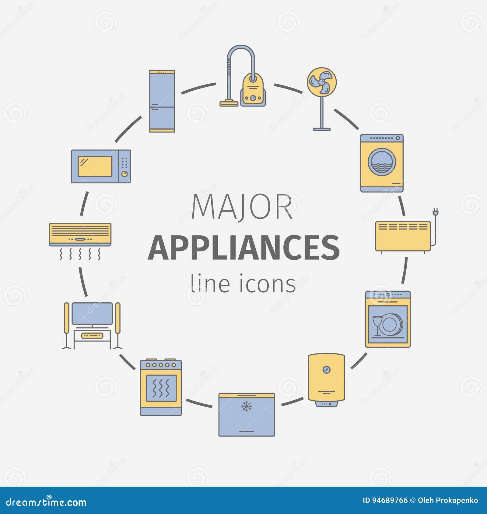 Major appliances icons set stock vector. Illustration of electrical ...
