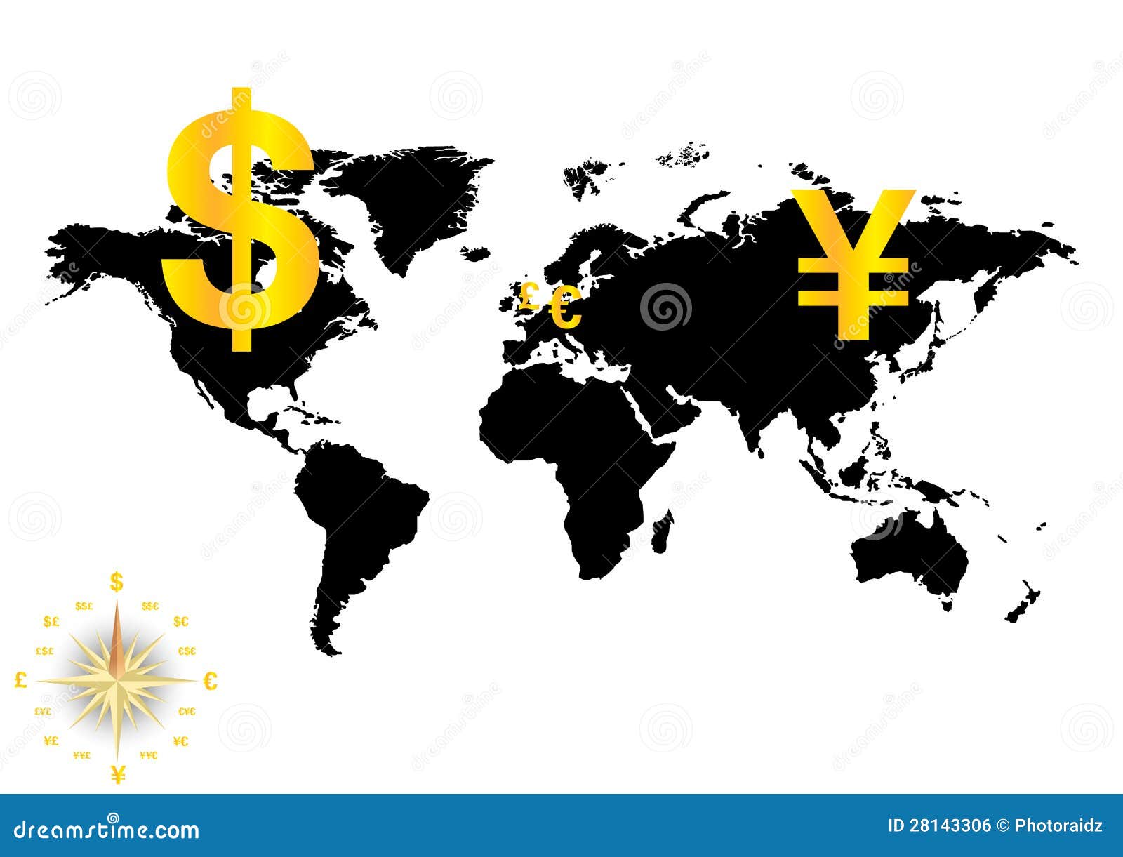 Major Currencies On World Map Royalty Free Stock Image - Image: 28143306