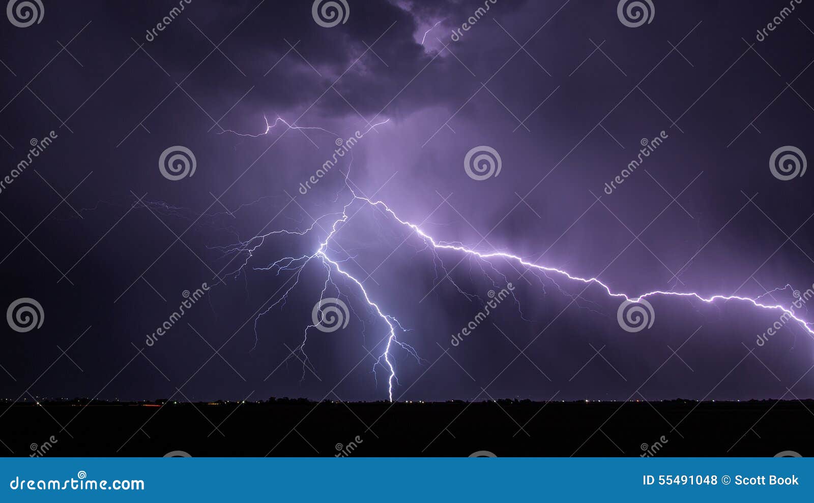 Major Lightning Strike stock photo. Image of volts, night - 55491048