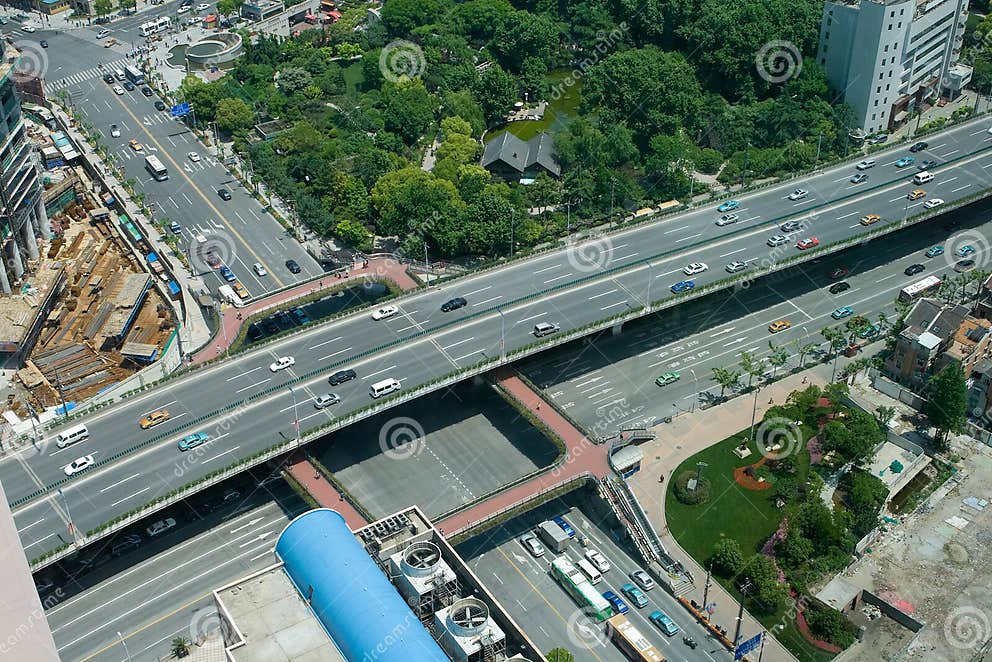 Major Modern Intersection Downtown Shanghai, China Stock Photo - Image ...