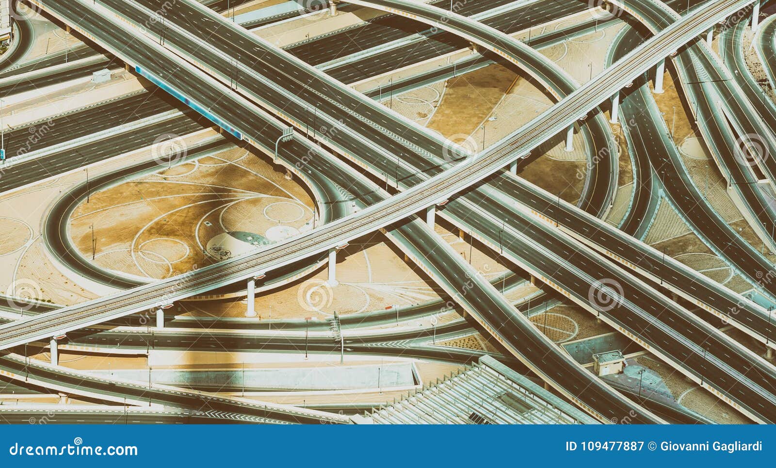 Major Roads Intersection, Aerial View Stock Image - Image of business ...