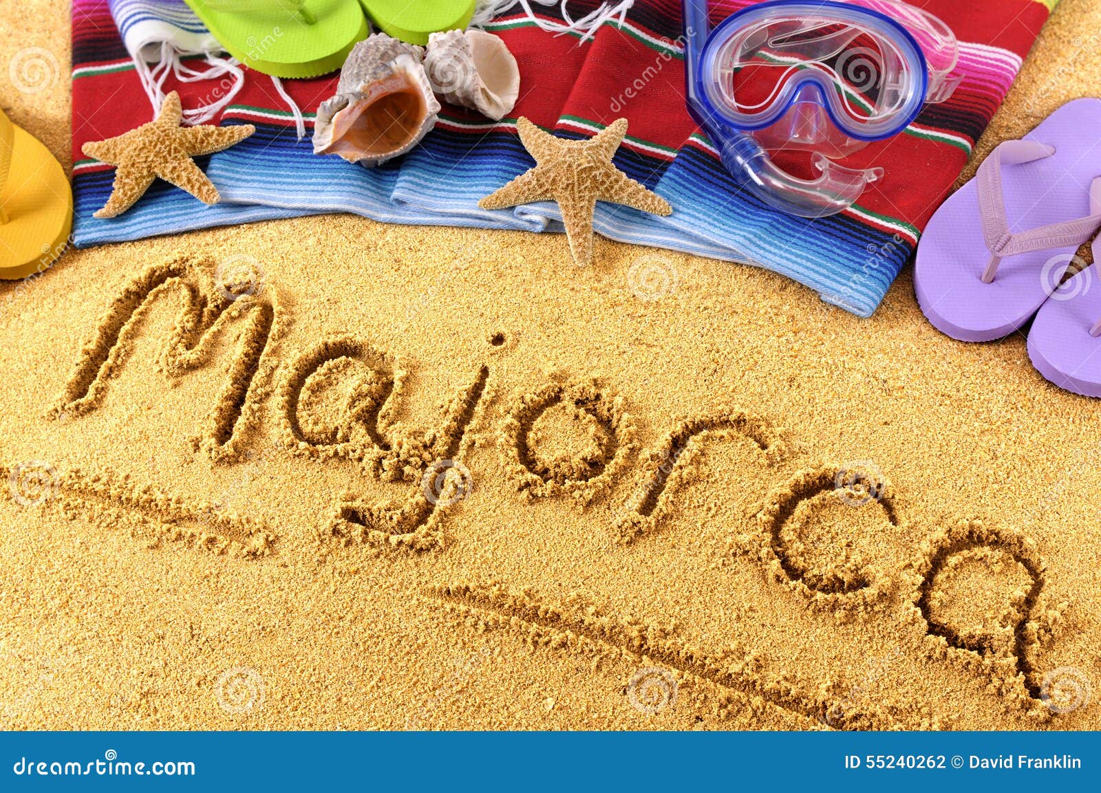 Majorca beach stock photo. Image of sand, mallorca, text - 55240262