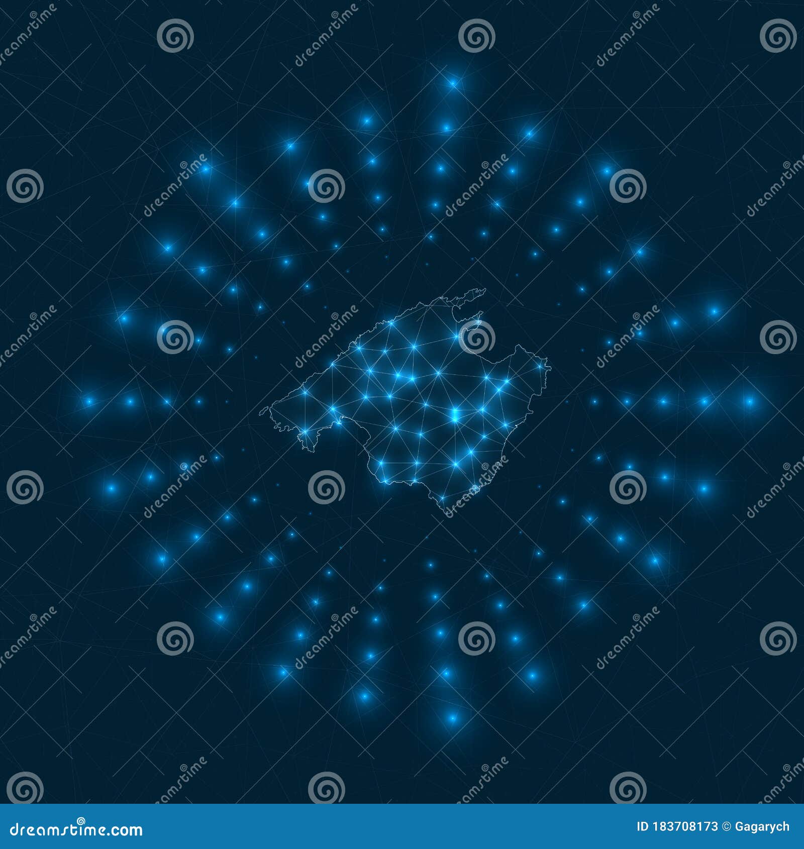 Majorca digital map. stock vector. Illustration of connected - 183708173