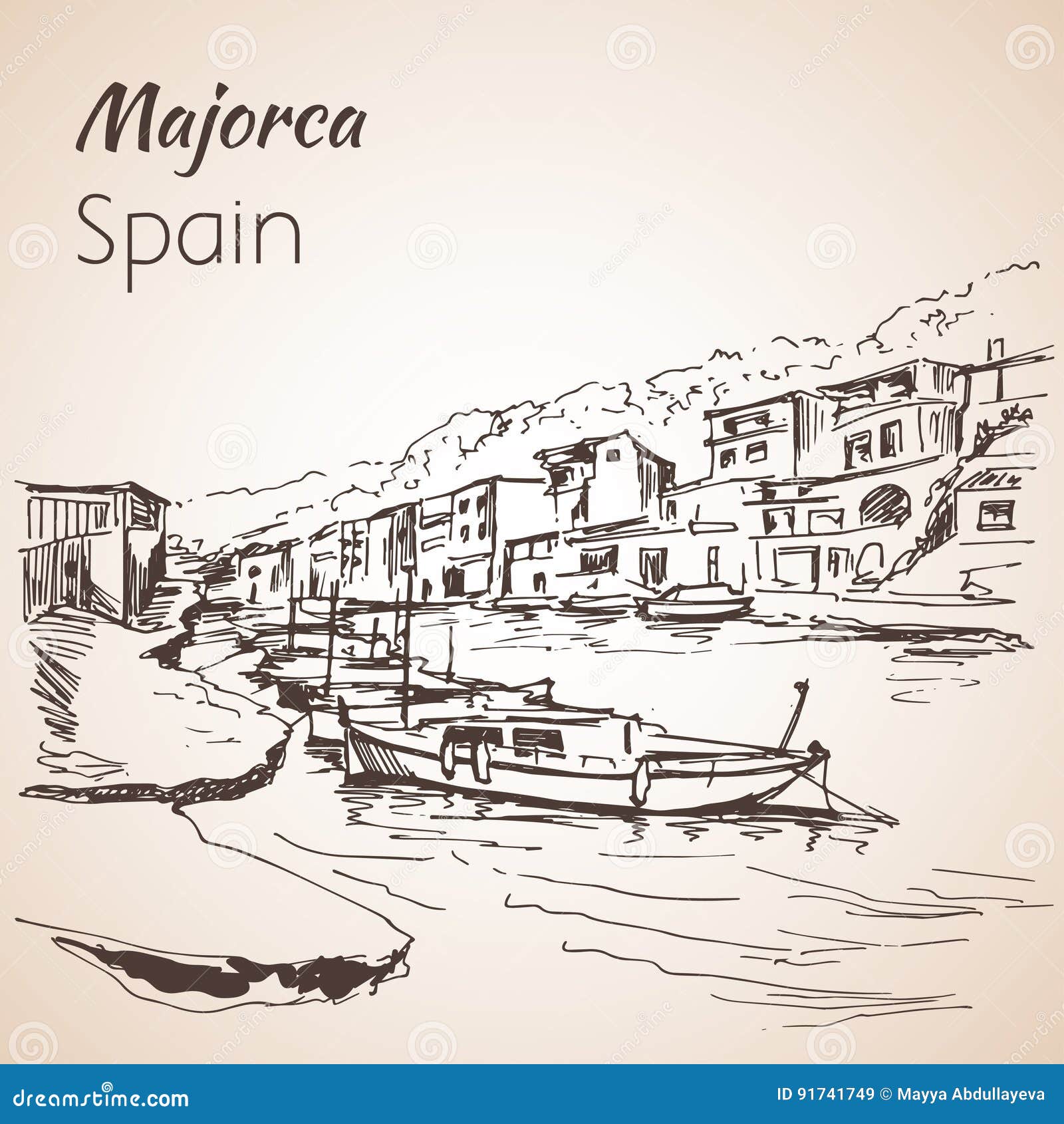 Majorca Island Sketch. Sketch. Stock Vector - Illustration of palma ...