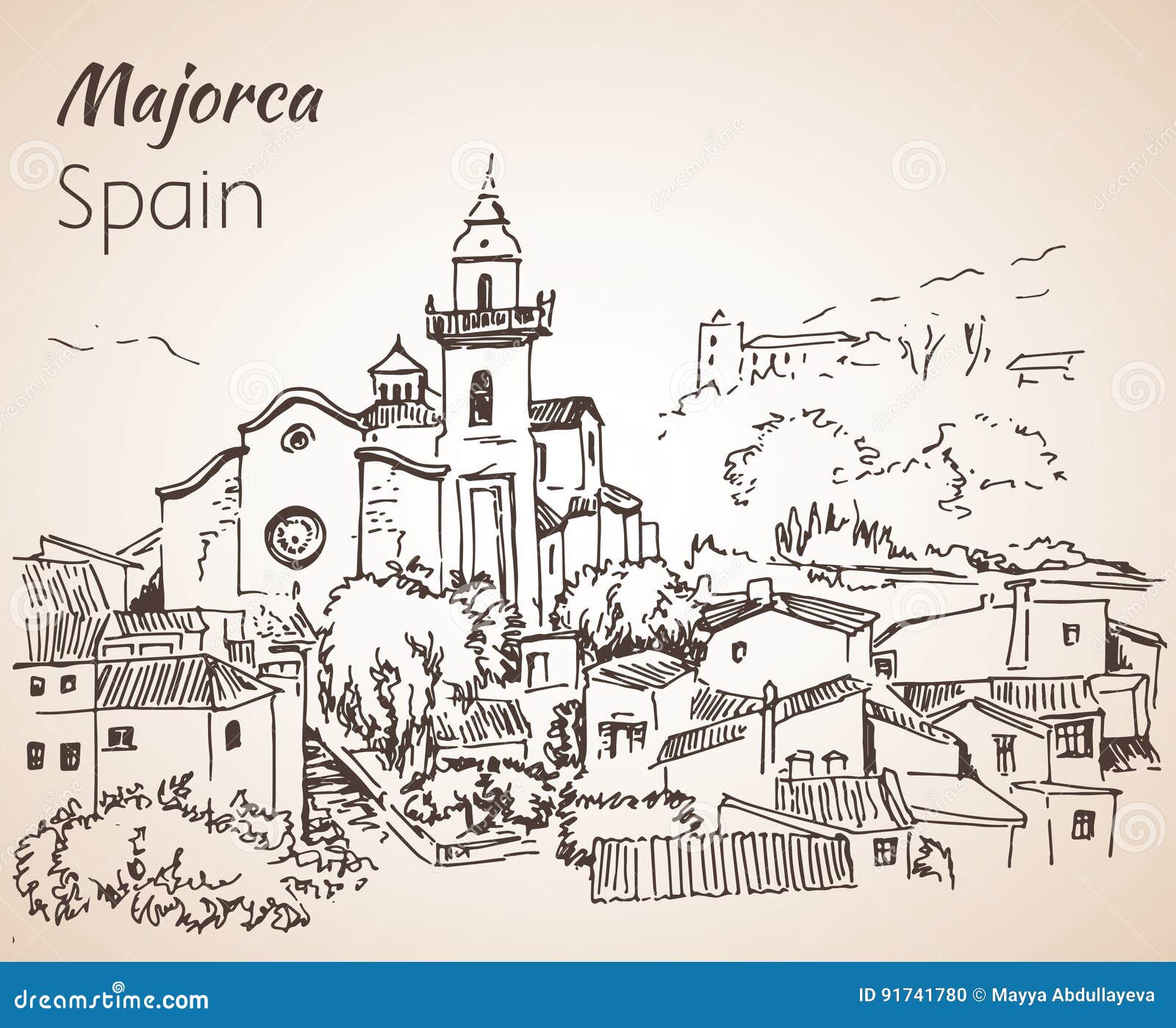 Majorca Island Sketch. Sketch Stock Vector - Illustration of ...