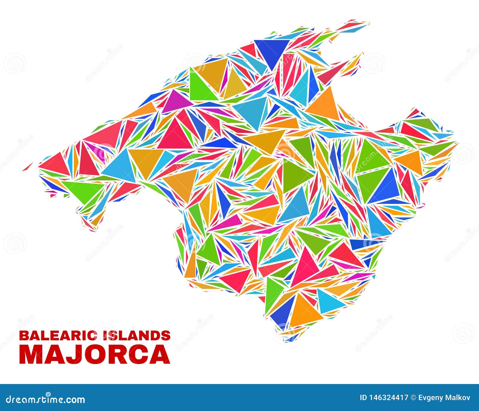 Majorca Map - Mosaic of Color Triangles Stock Vector - Illustration of ...