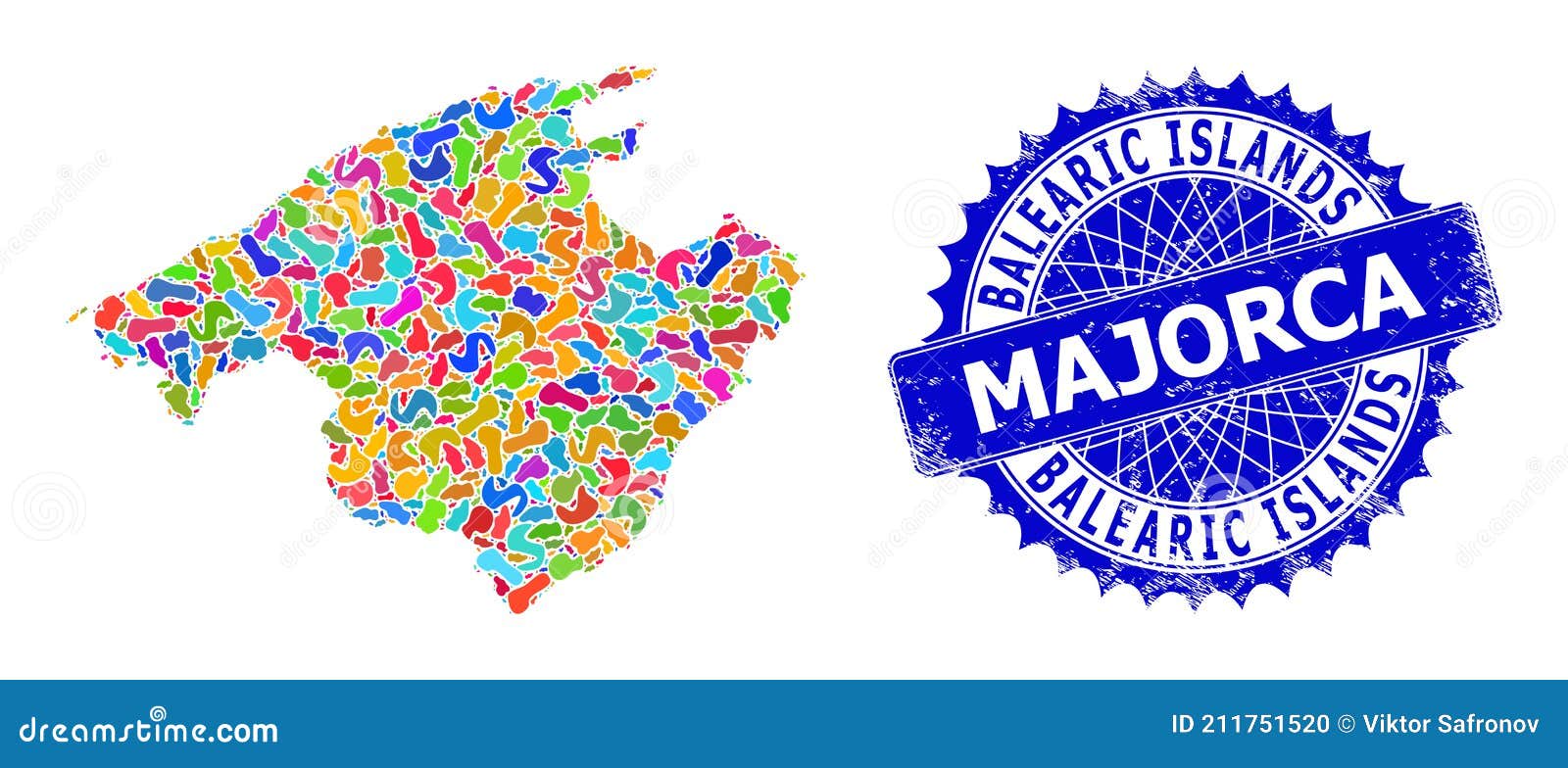 Spot Collage Majorca Map and Scratched Badge Stock Vector ...