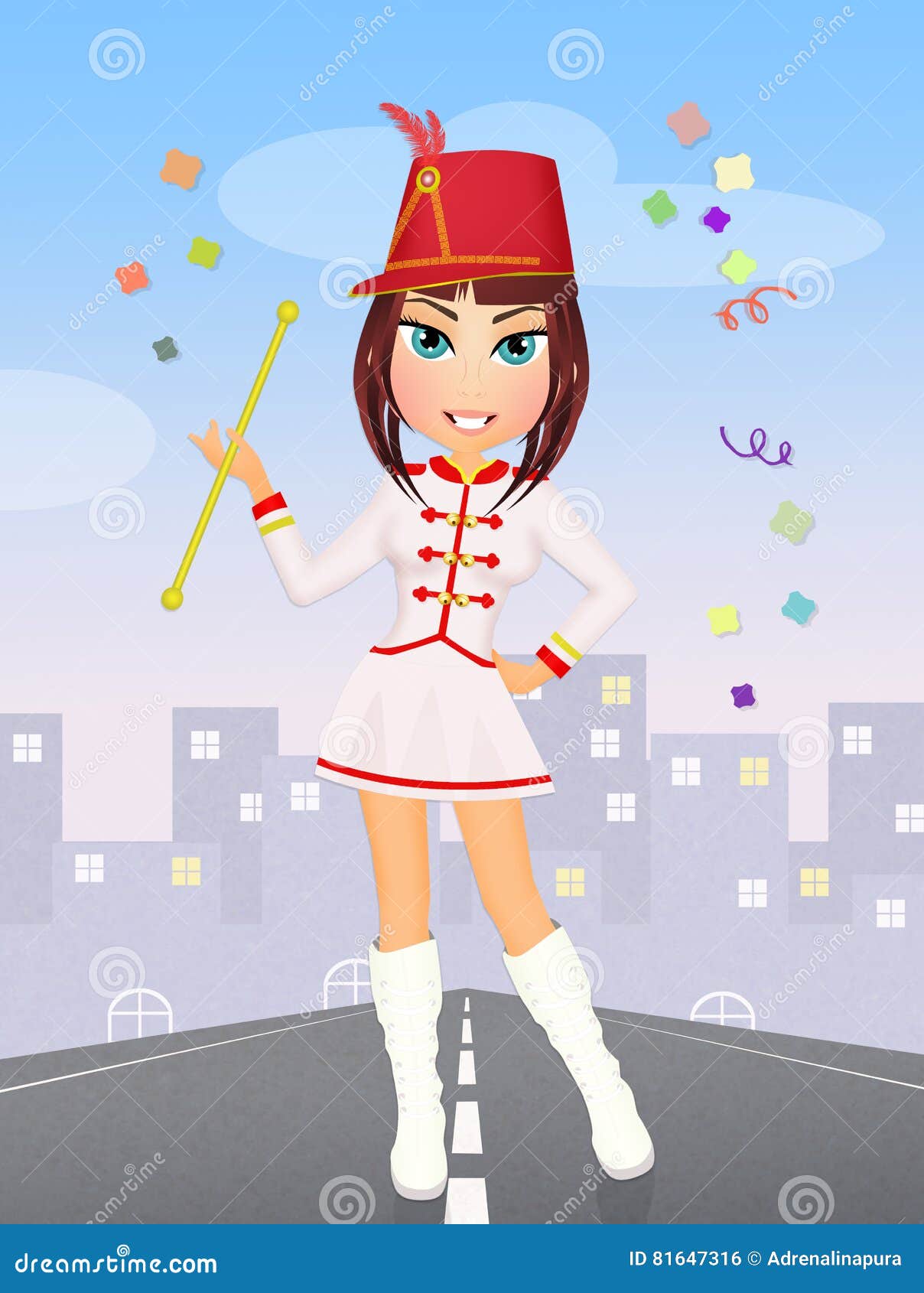 Majorette parade stock illustration. Illustration of funny - 81647316