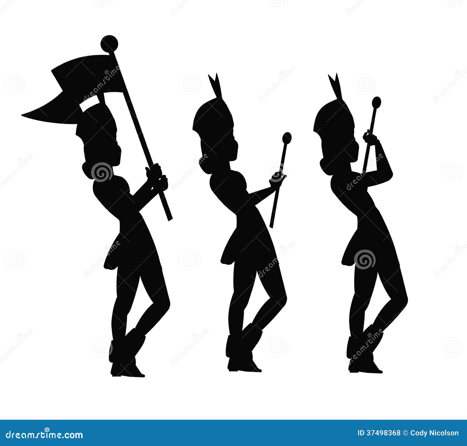 Majorettes in silhouet vector illustratie. Illustration of kostuum ...