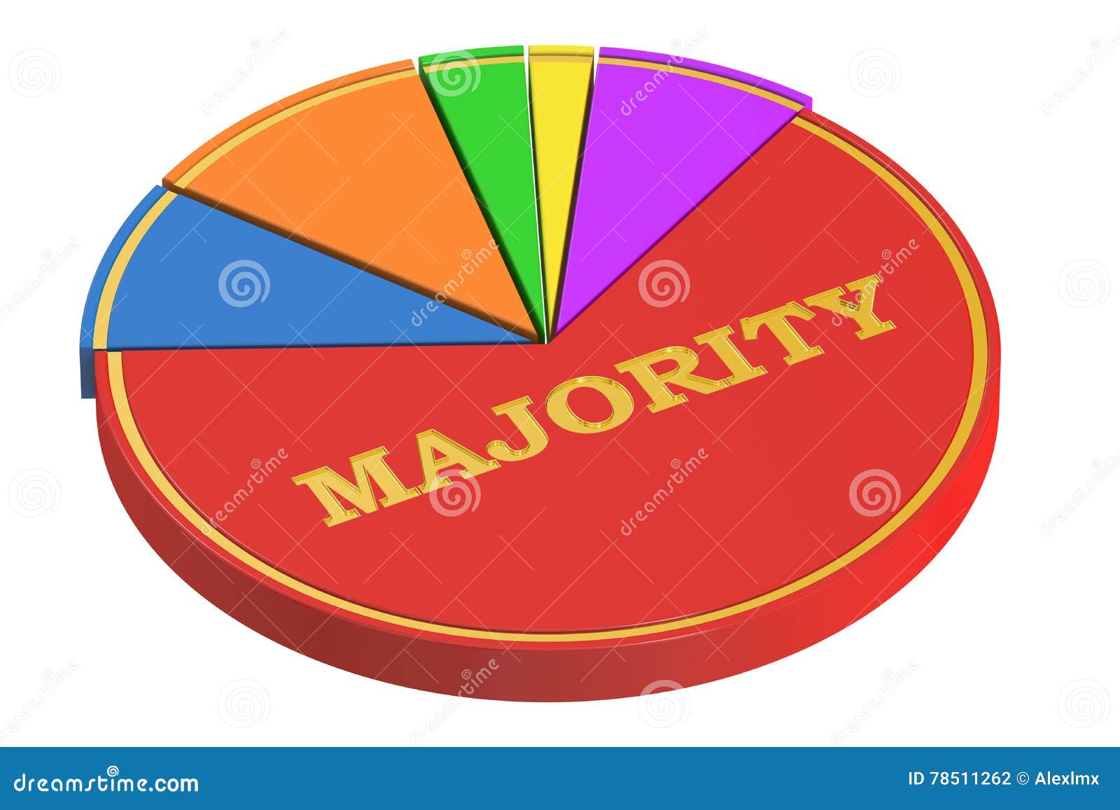 Majority Concept with Pie Chart, 3D Rendering Stock Illustration ... Majority Concept with Pie Chart, 3D Rendering Stock Illustration ...