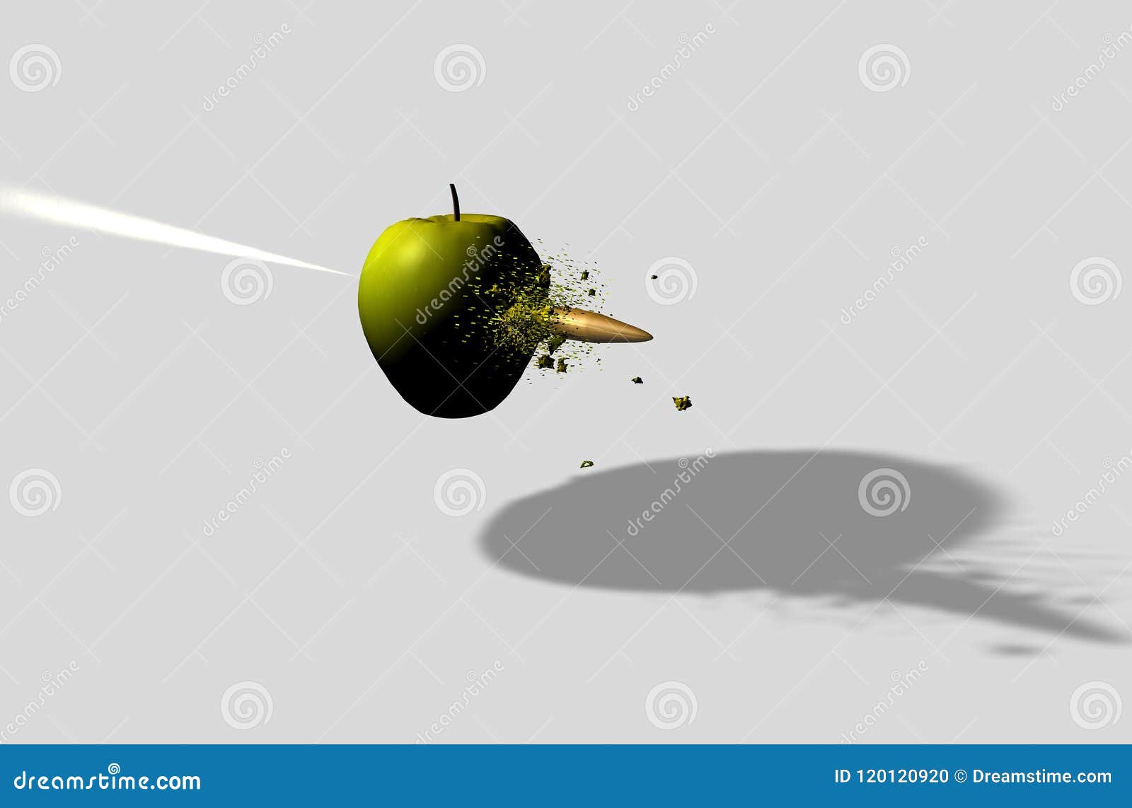 Apple hit by bullet stock illustration. Illustration of impact - 120120920