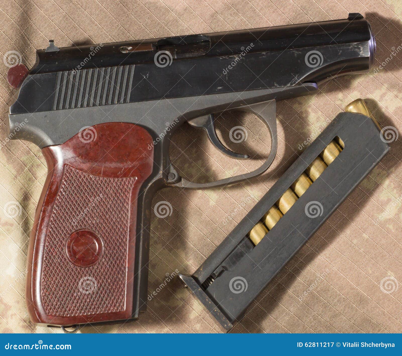 Makarov pistol ammunition stock image. Image of shotgun - 62811217
