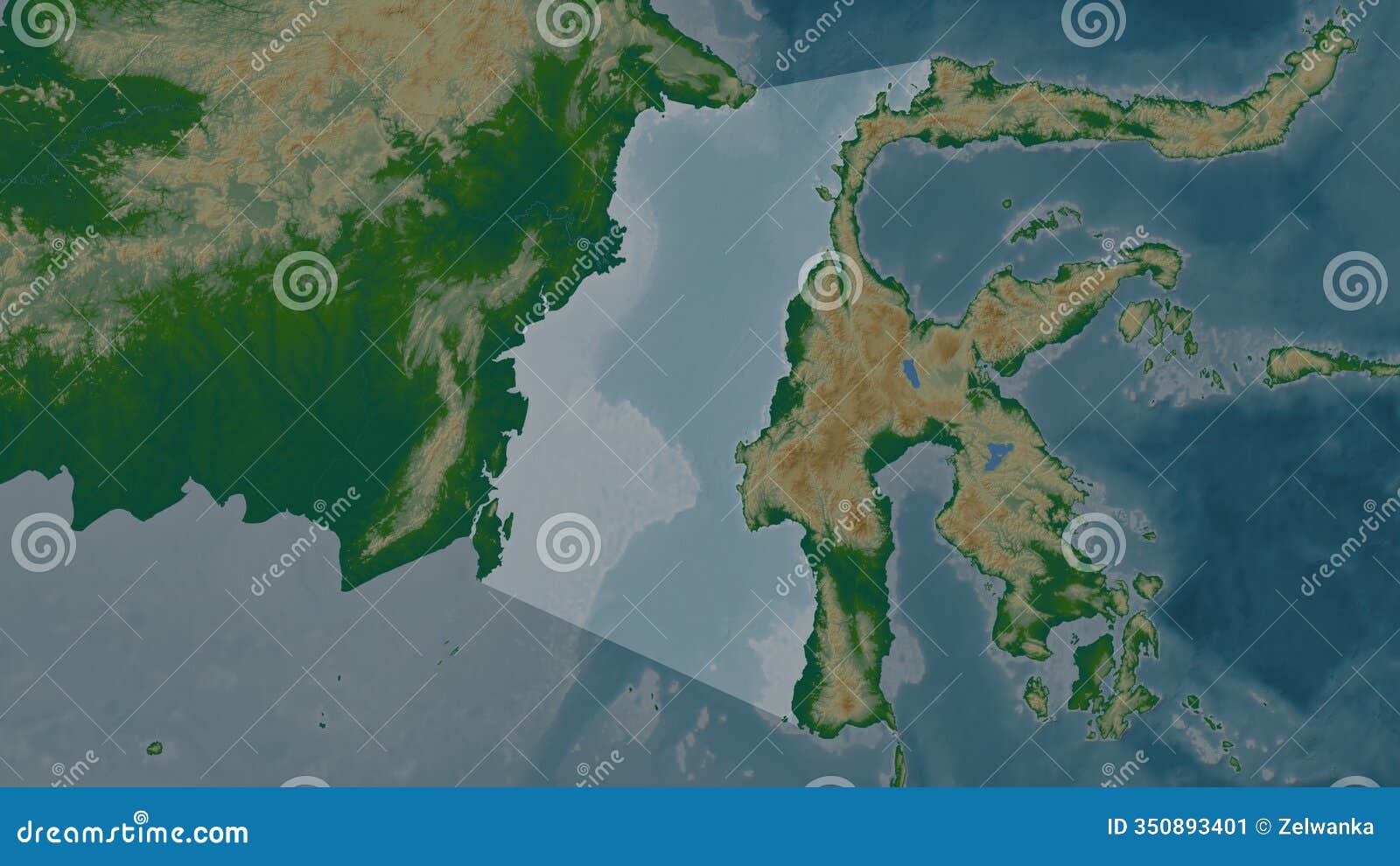 Makassar Strait Highlighted. Physical Map Stock Illustration ...