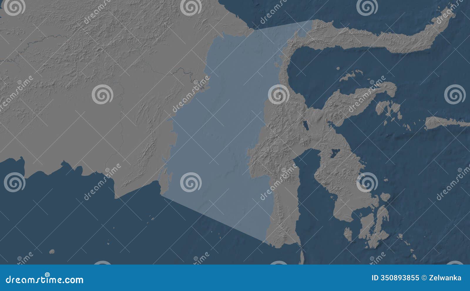 Makassar Strait Highlighted. Steel Blue Map Stock Image | CartoonDealer ...