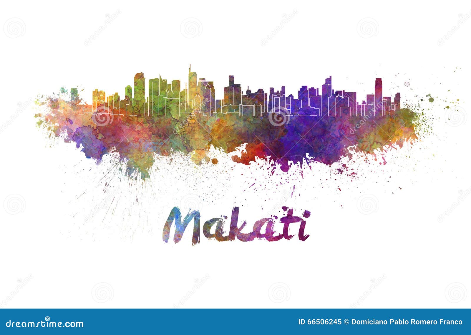 Makati Skyline in Watercolor Stock Illustration - Illustration of ...