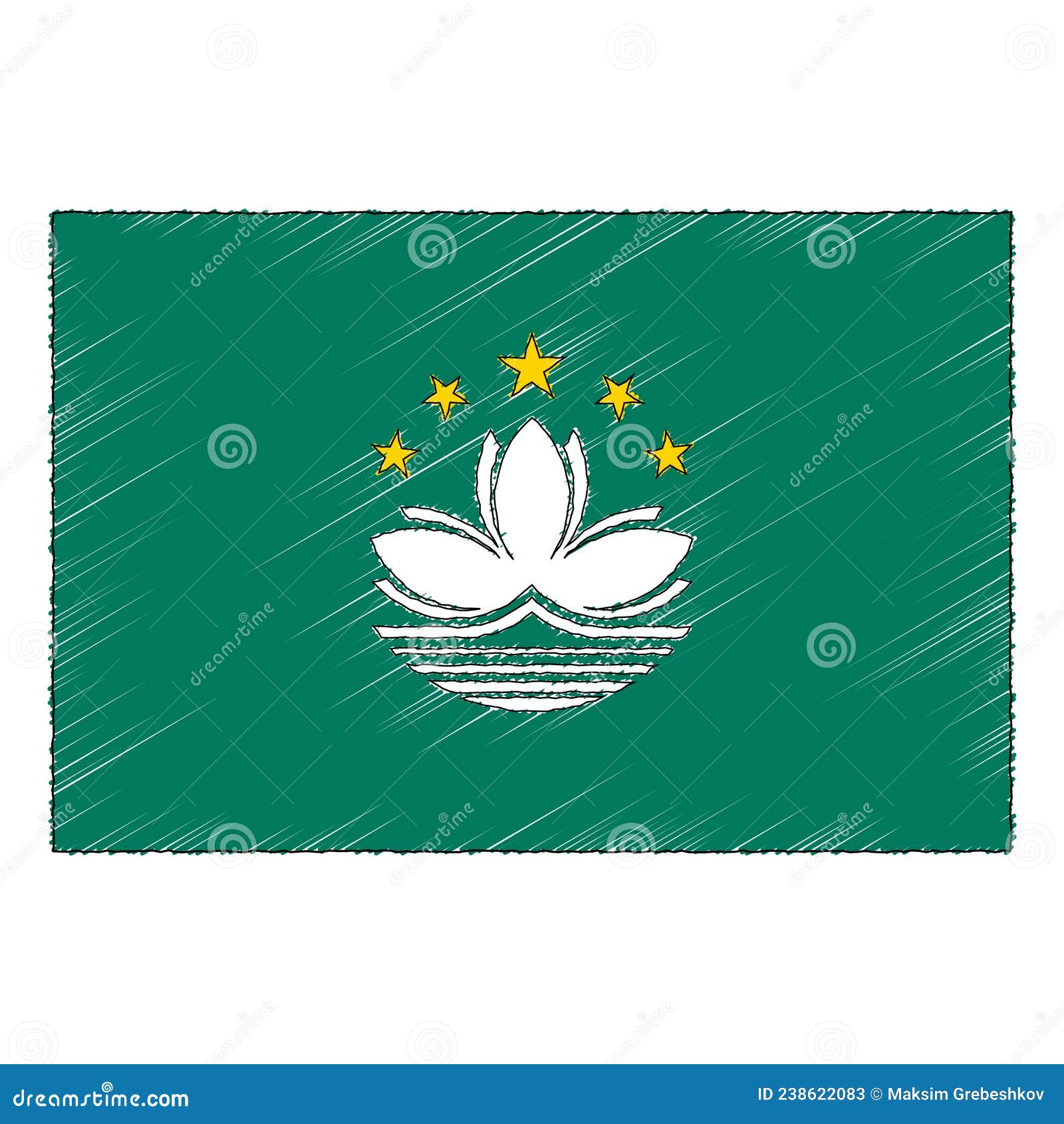 Makau-Fahne. Doodle-Symbol stock abbildung. Illustration von beamter ...