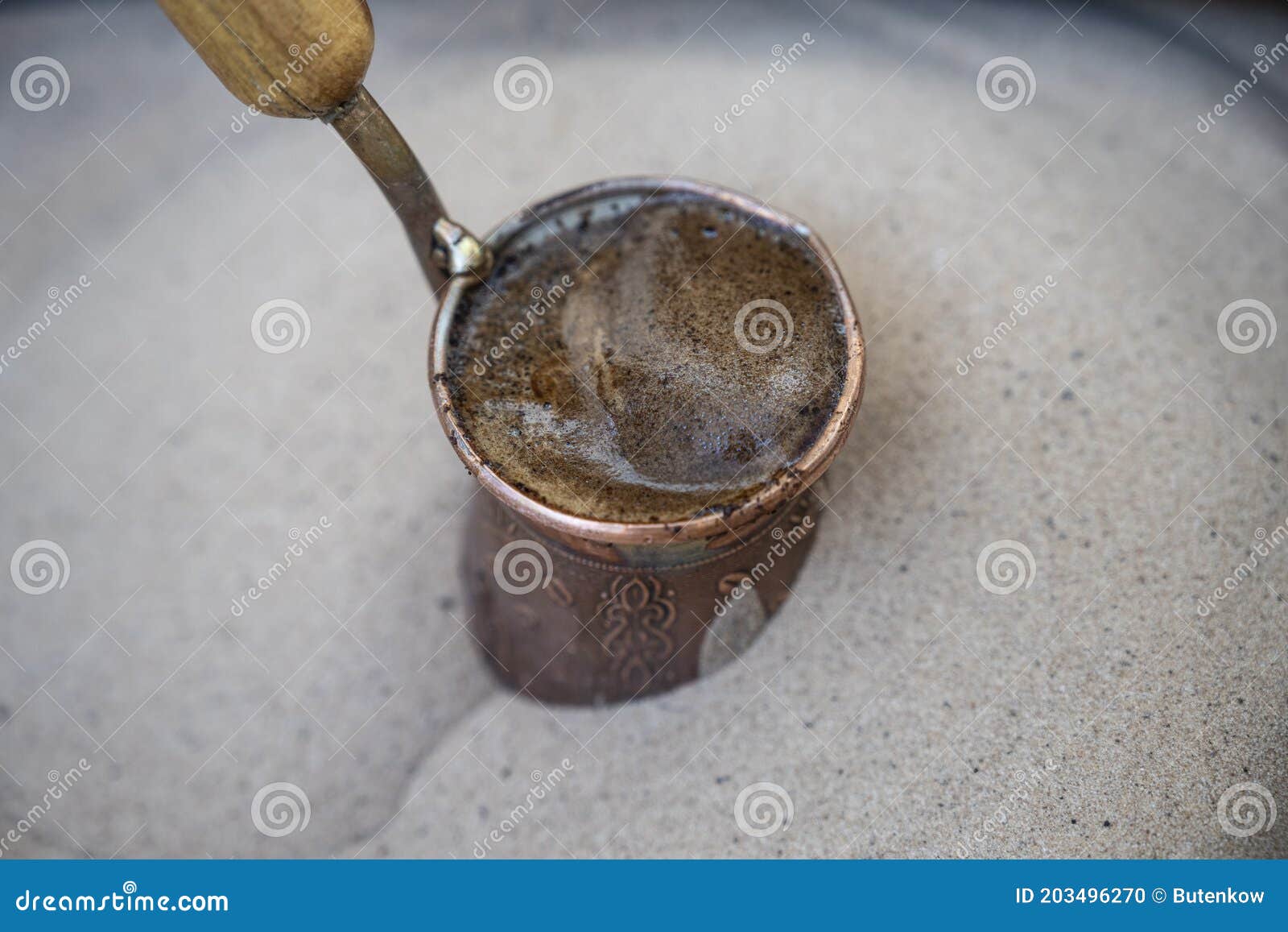 Make of Black Coffee on the Hot Sand Stock Photo - Image of dust ...