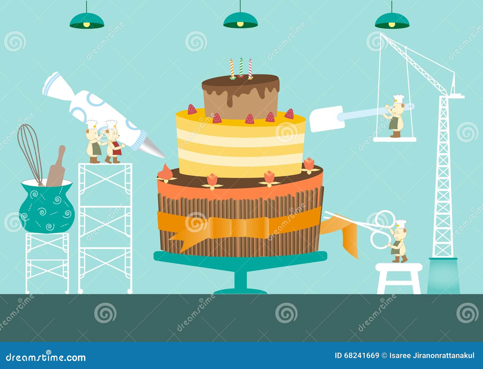Make a Cake ,Design for Sweet Concept , Illustration. Stock ...