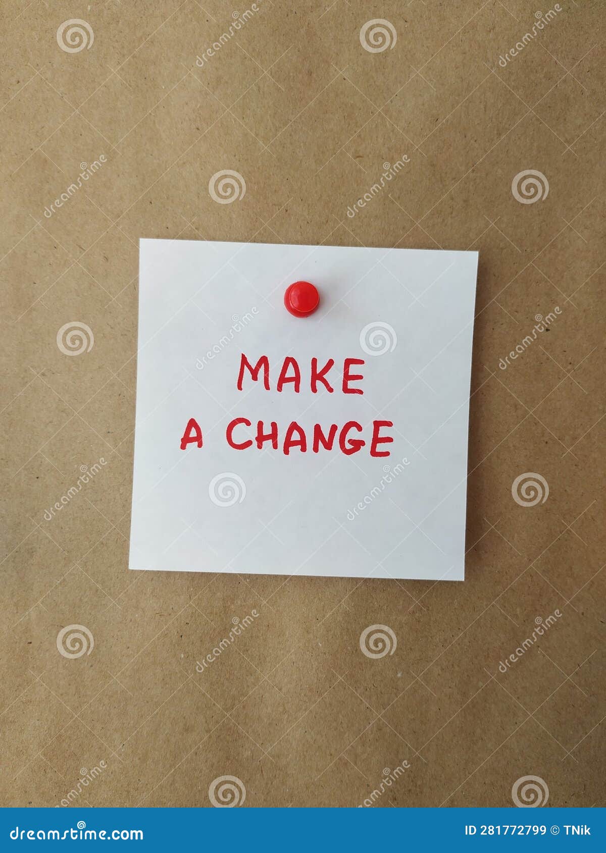 Make a Change Handwritten on a Note Pinned on Board Stock Image - Image ...
