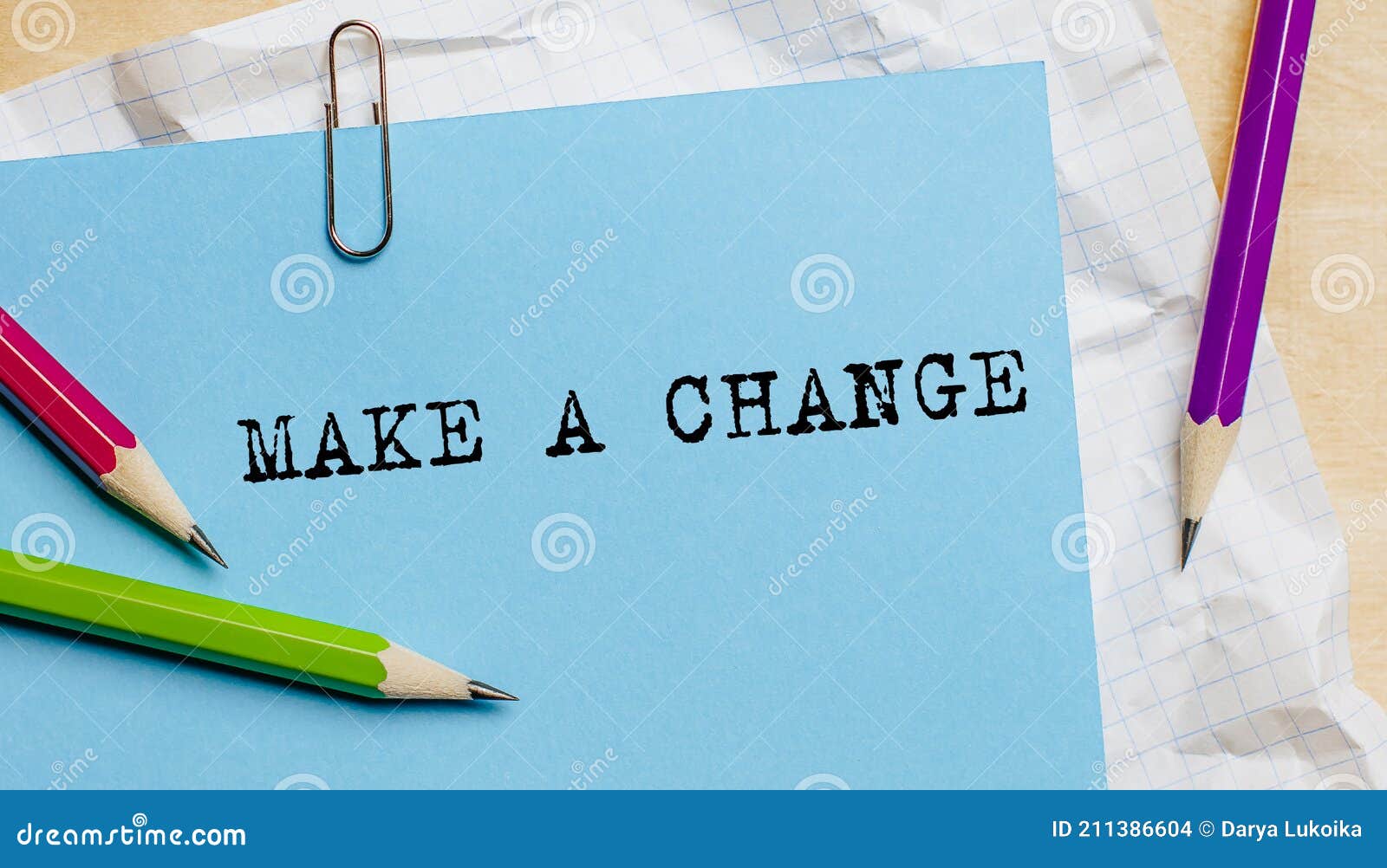 Make a Change Text Written on a Paper with Pencils in Office Stock ...