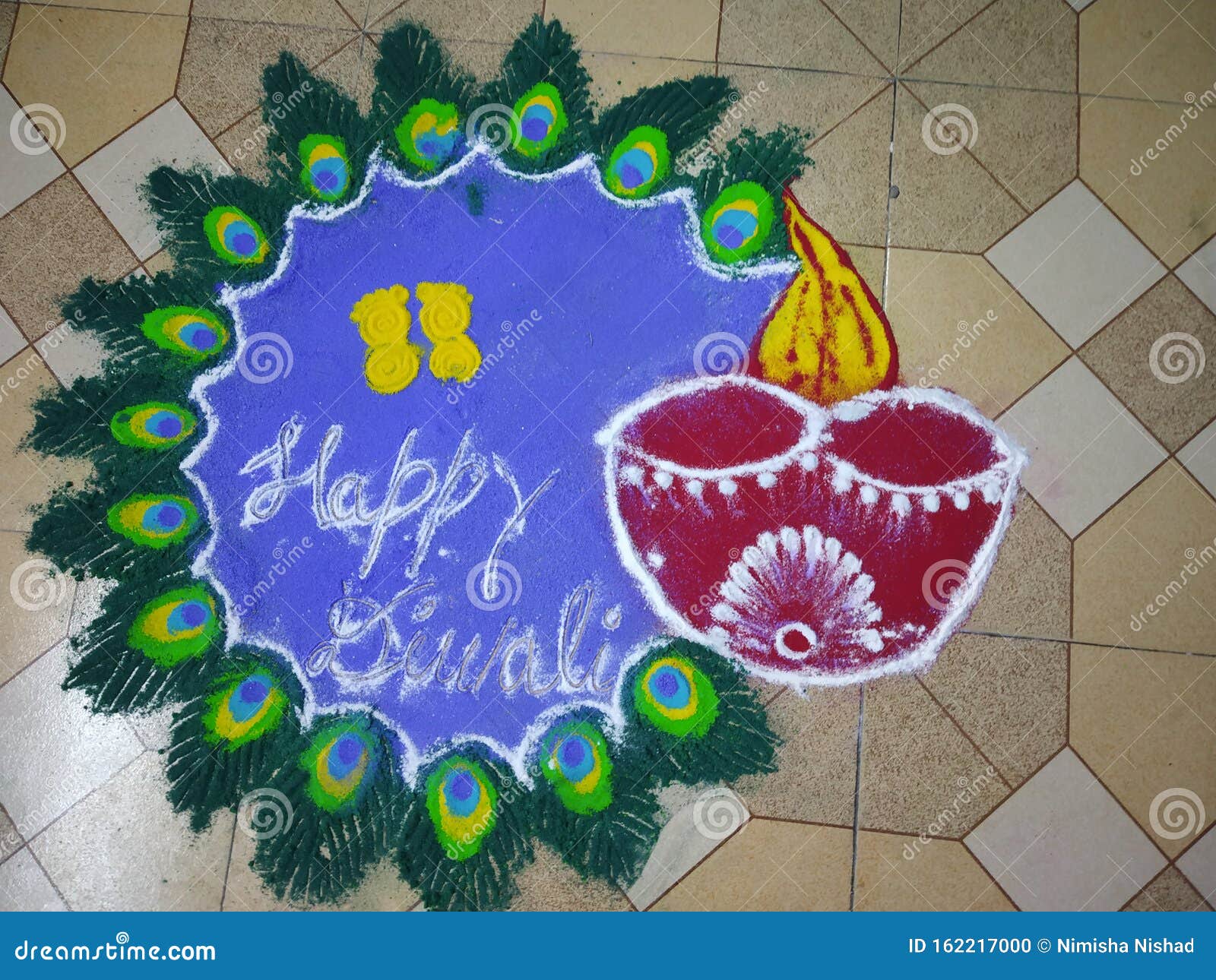 Make a Colorful Rangoli in Diwali with Dipak Image Stock Photo - Image ...