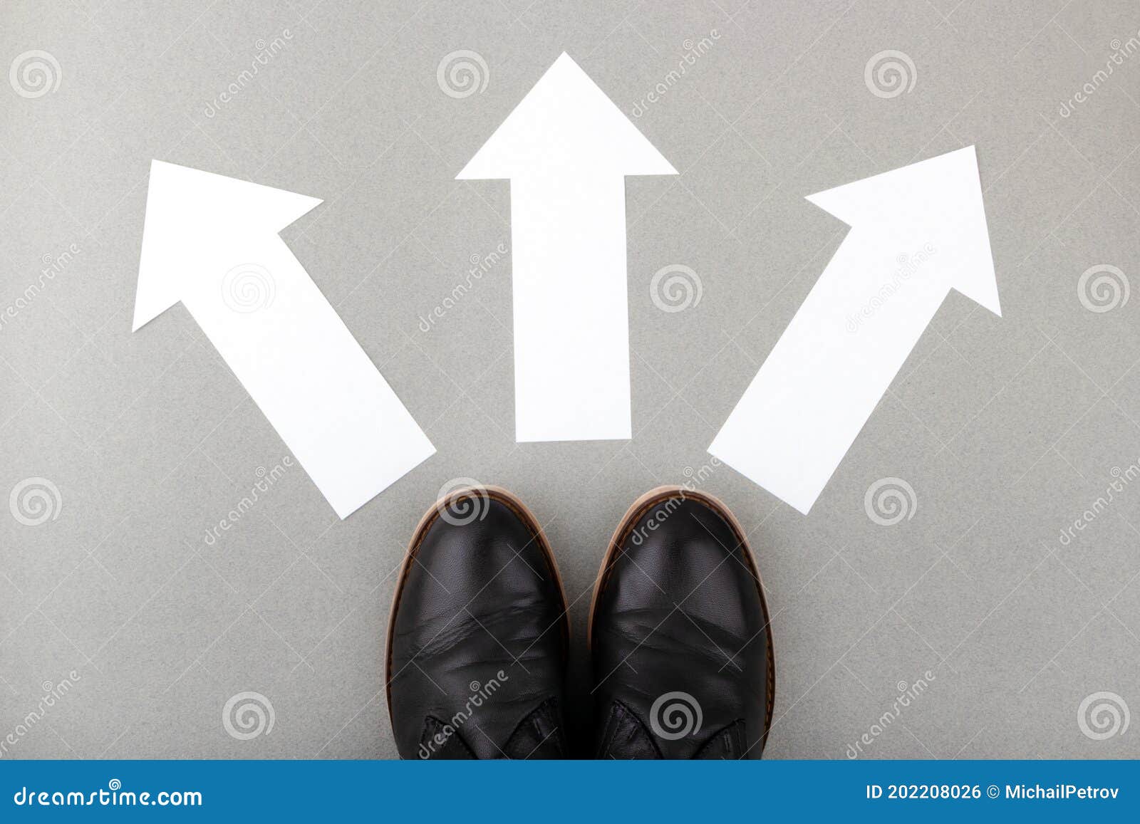 Make Decision Which Way To Go. Walking on Directional Sign on Asphalt ...