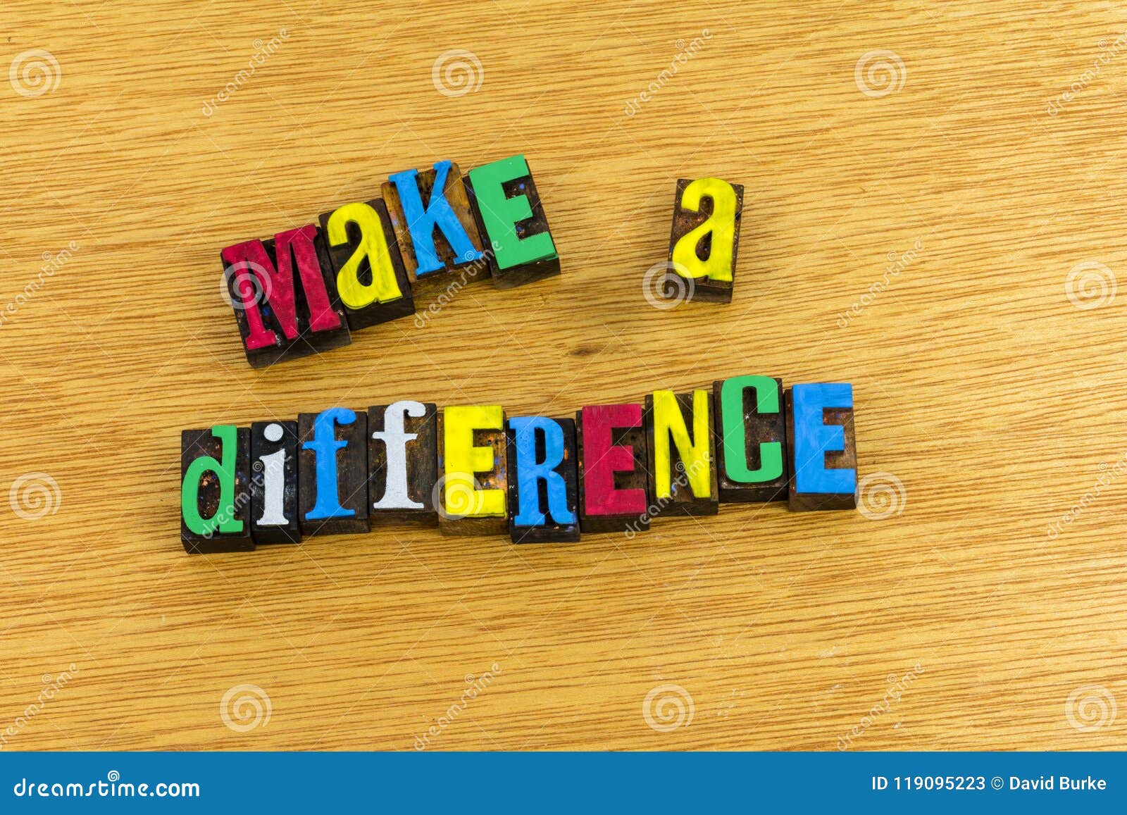 Make a Difference Helping Teaching Stock Image - Image of type, wooden ...