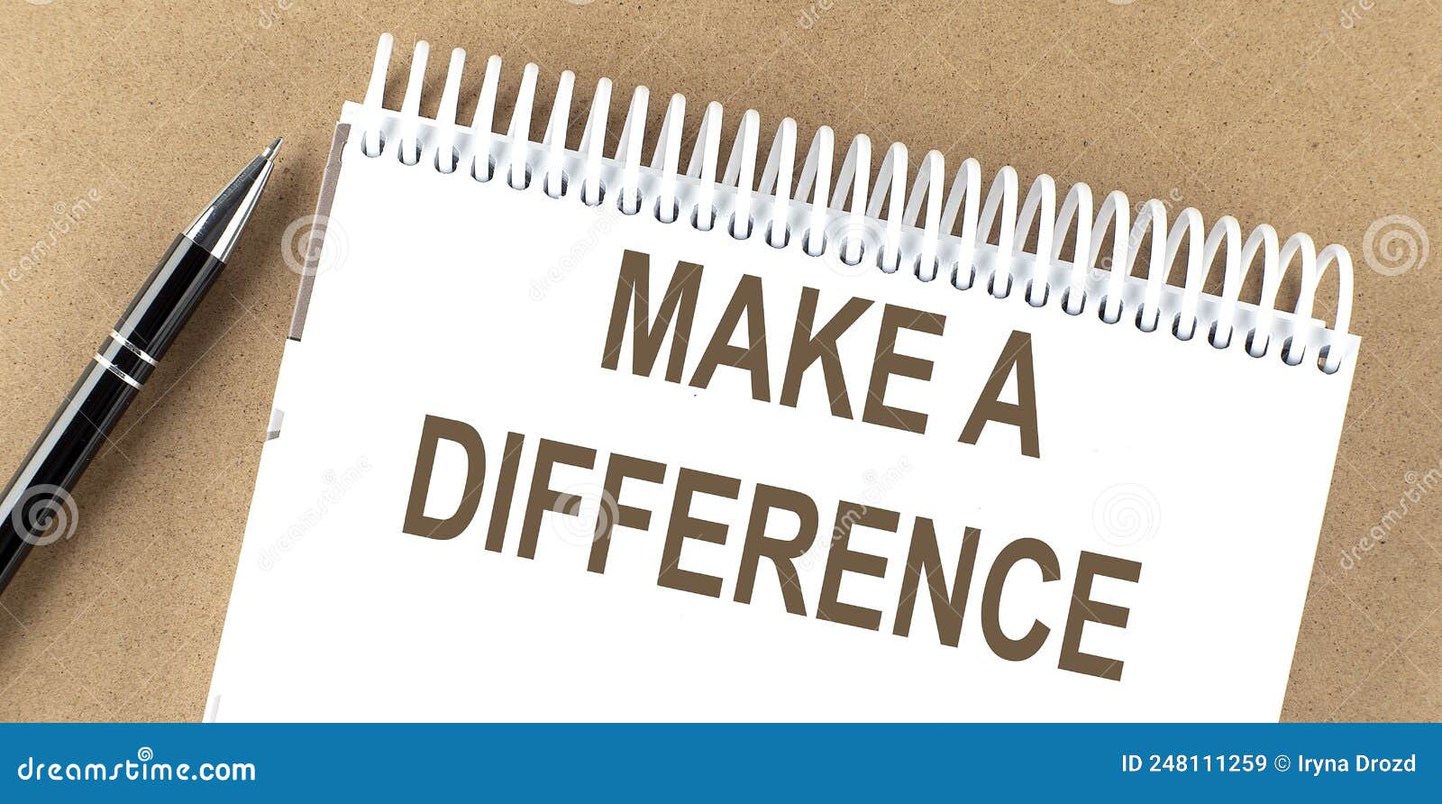 MAKE a DIFFERENCE Text on a Notepad with Pen, Business Stock Image ...