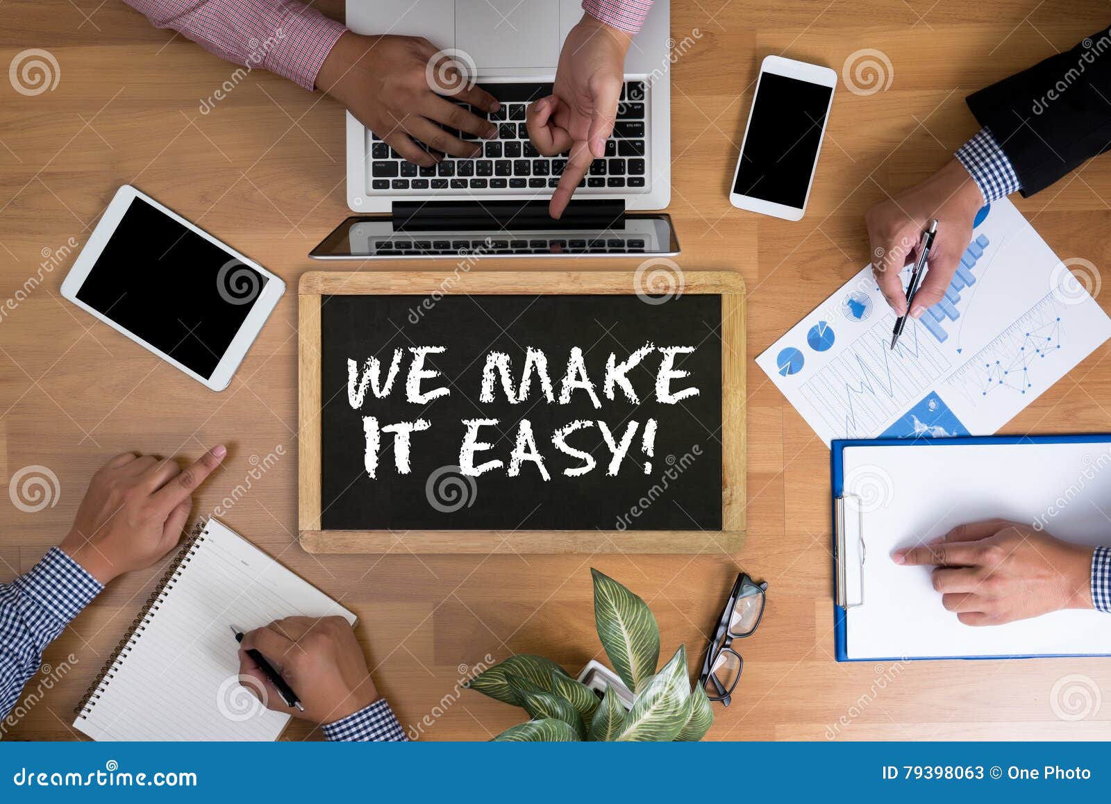 We MAKE it EASY! stock image. Image of creative, blackboard - 79398063