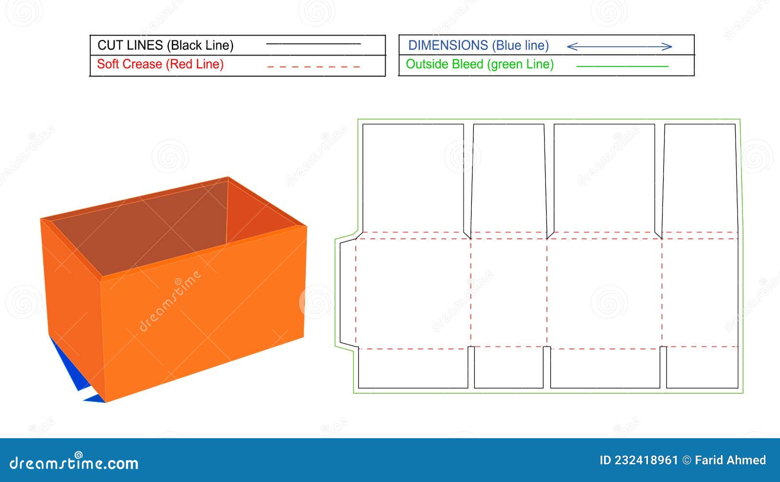 Make Easy Cartoon Paper Crates Box Dieline Template and 3D Box ...