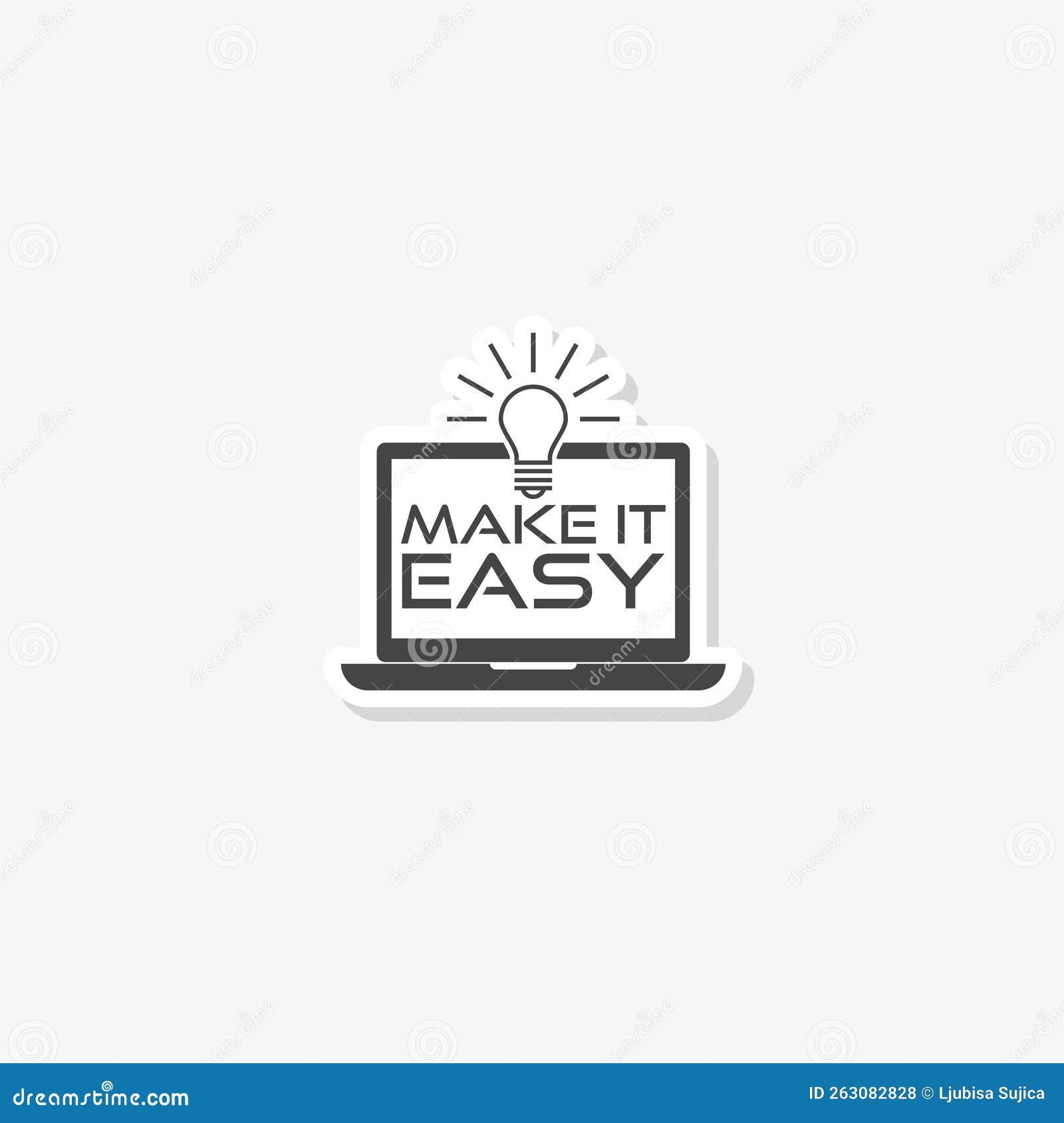 Make it Easy Laptop Concept Sticker Stock Vector - Illustration of ...