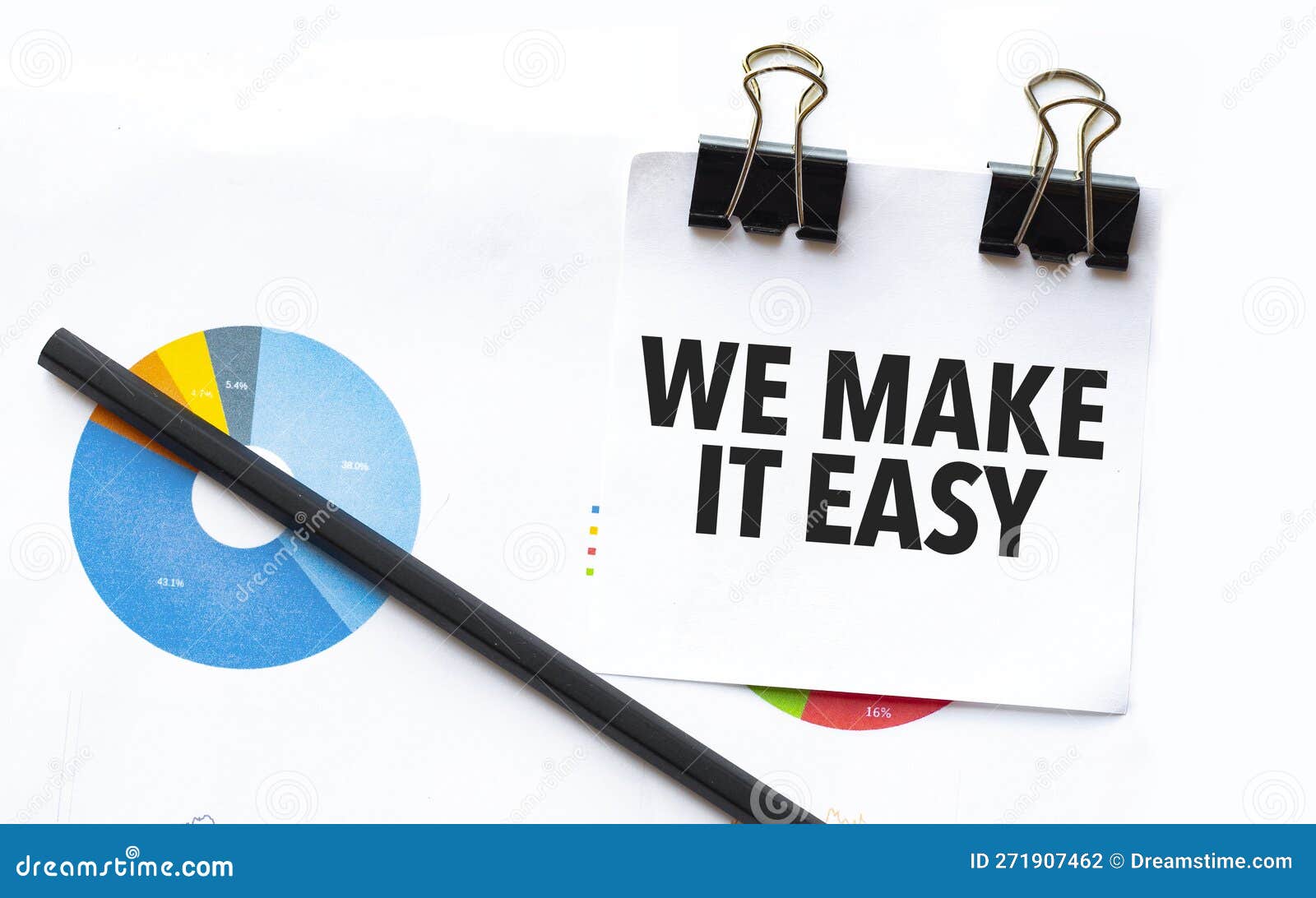 We Make it Easy on Notebook with Charts and Pencil Stock Photo - Image ...