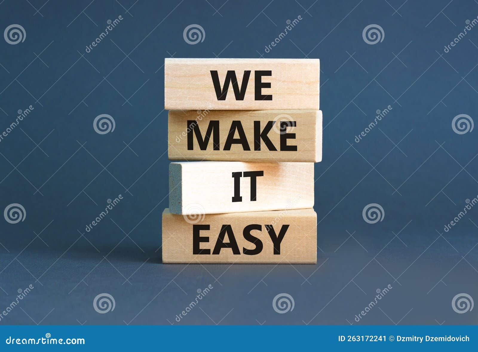 We Make it Easy Symbol. Concept Words we Make it Easy on Wooden Cubes ...