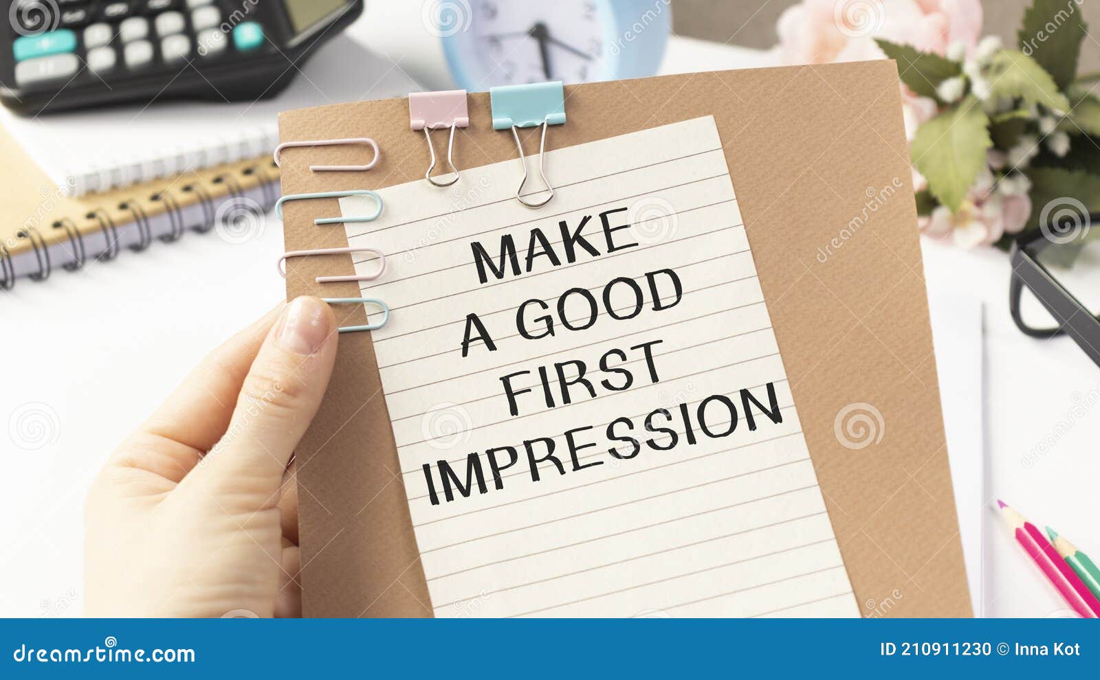 Make a Good First Impression Placard Stock Photo - Image of card, text ...