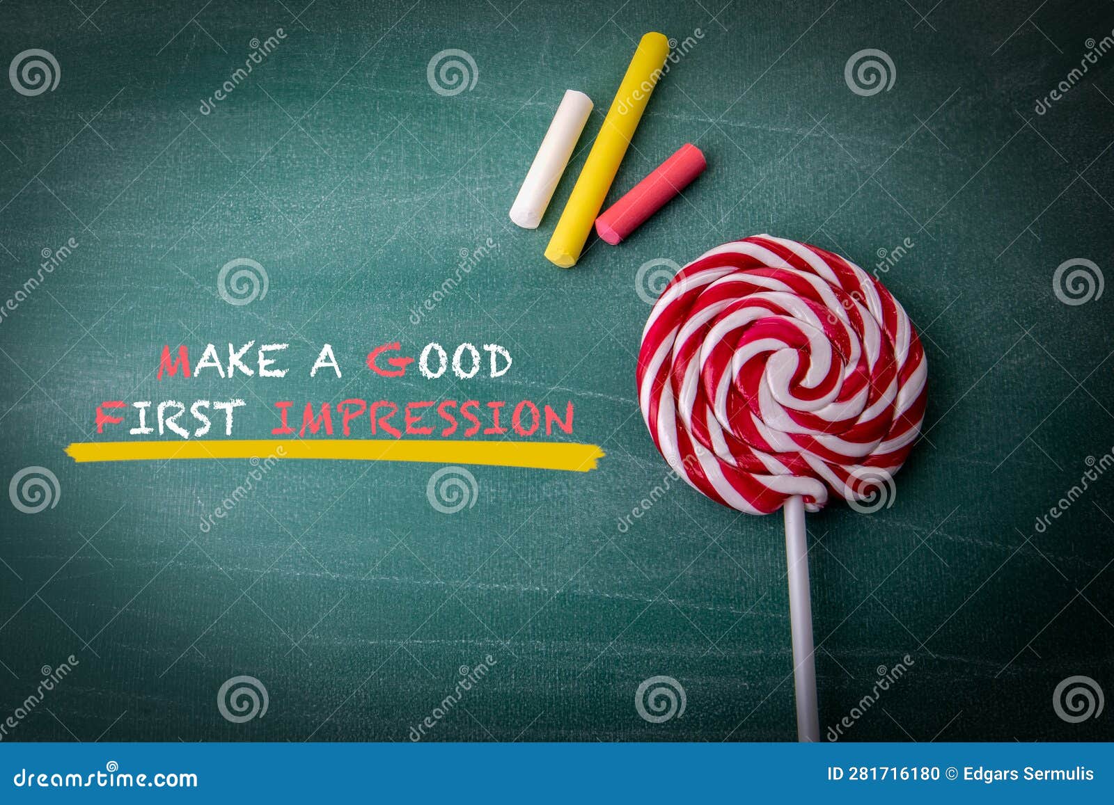 Make a Good First Impression. Text on a Green Chalk Board Stock Photo ...